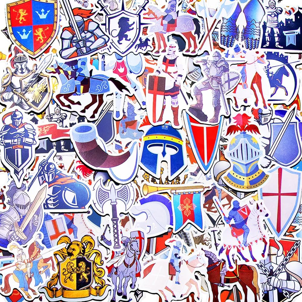 Amazon.com: 100pcs Knight Theme Waterproof Vinyl Stickers - Medieval ...