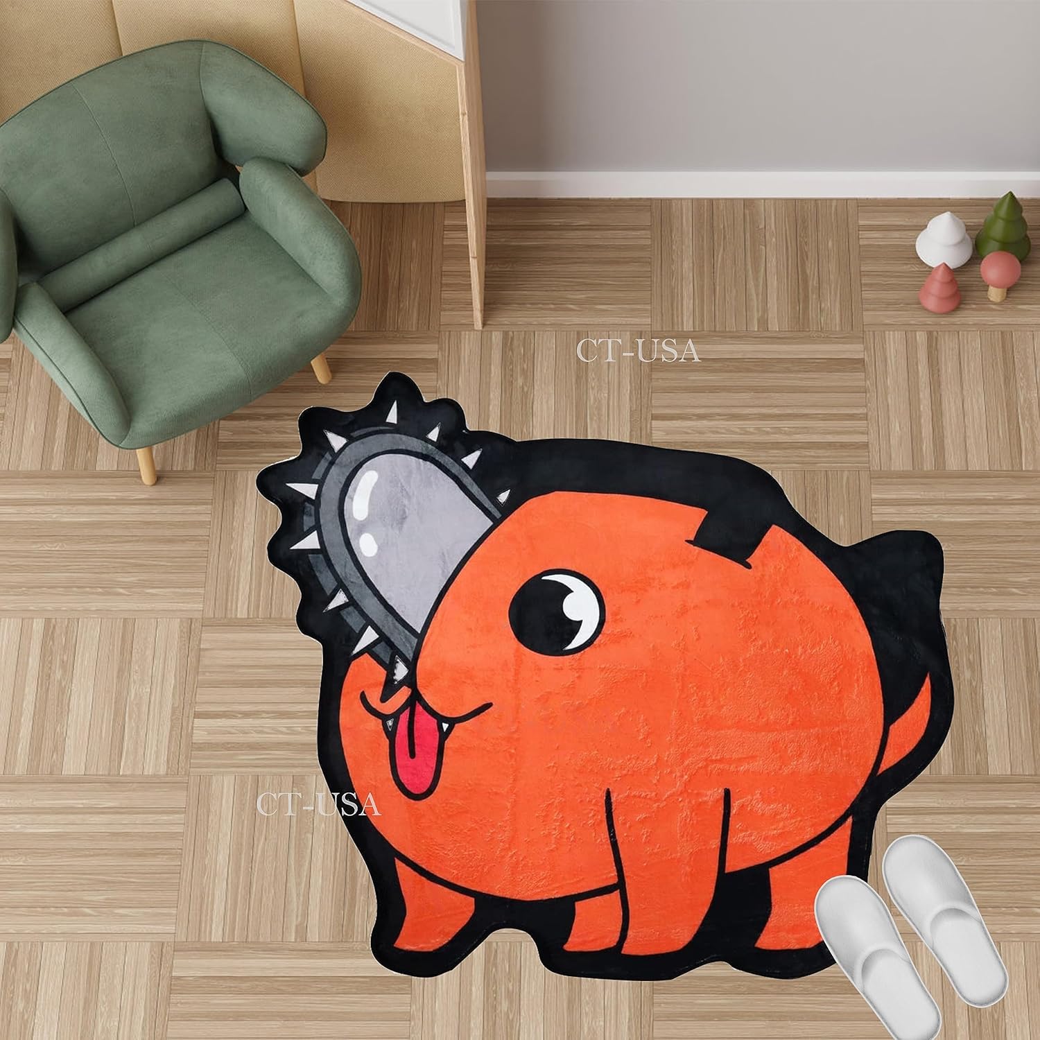 Amazon.com: Anime Rug,Anime Area Rug Chainsaw Man Cartoon Shape Carpet ...