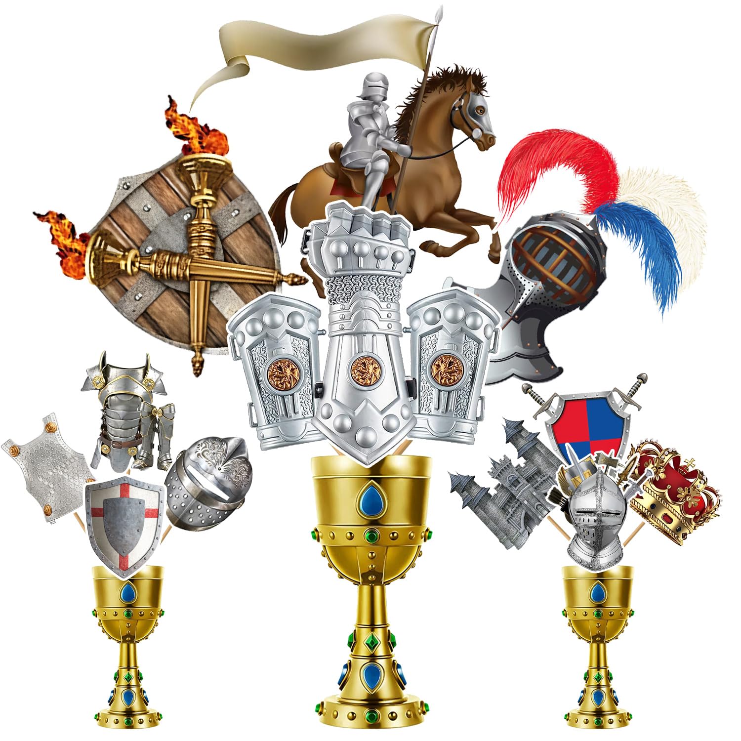 24PCS Medieval Knight Party Decorations Knight Party Centerpieces ...