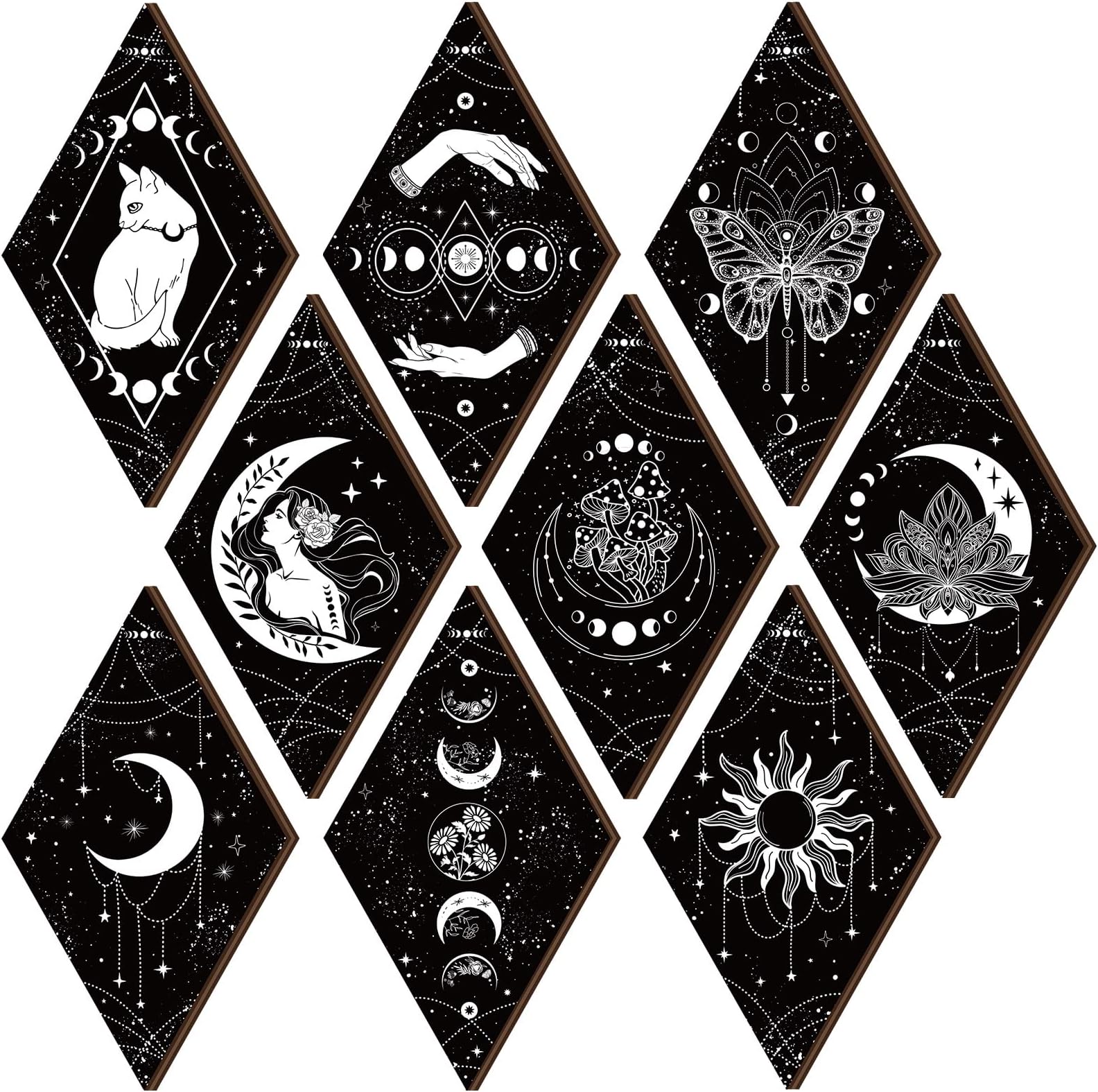Amazon.com: Qunclay 9 Pcs Boho Wall Decor Moon Phases Wall Art ...