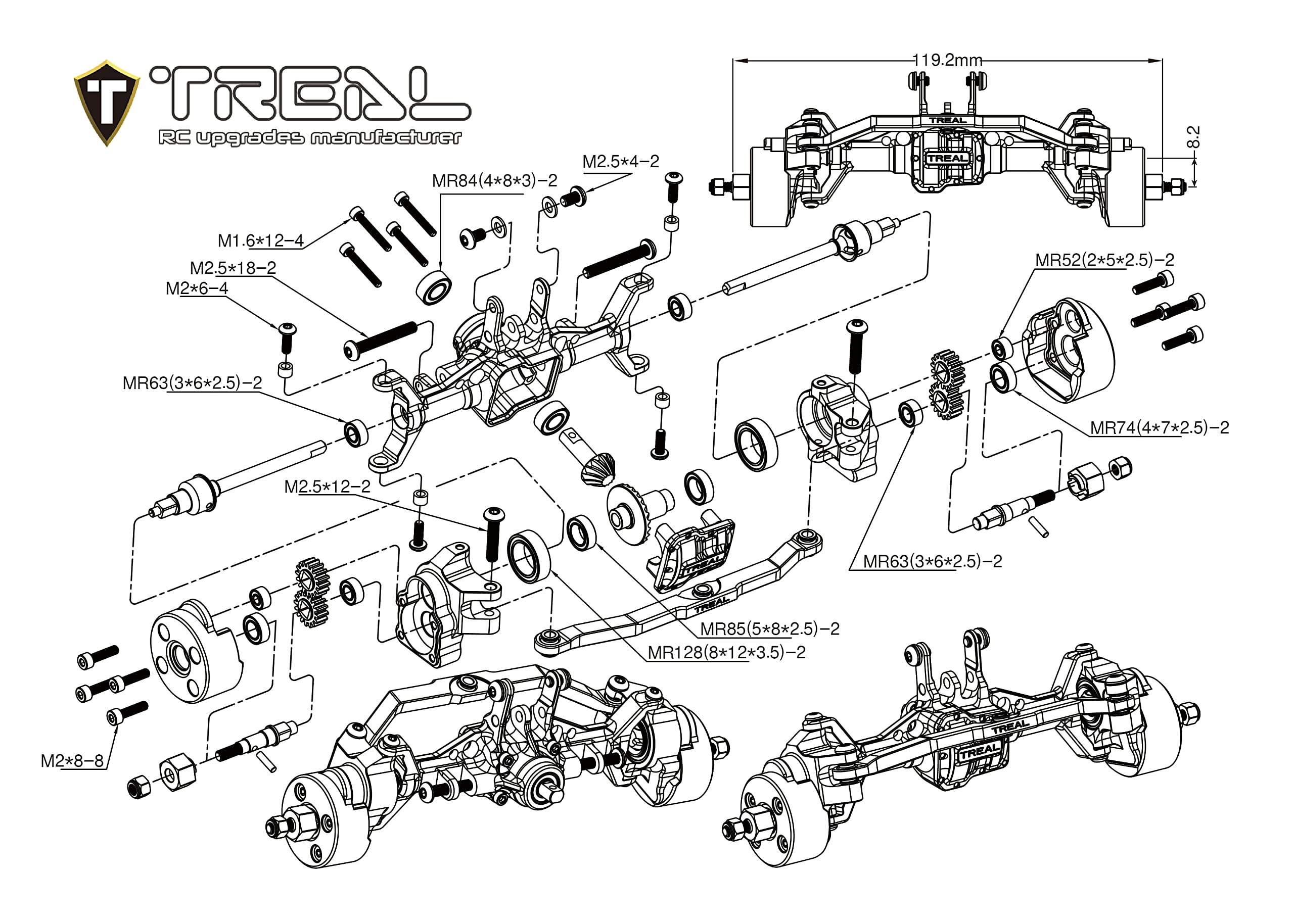 Snapklik.com : TREAL TRX4M Front Portal Axles Complete Kit CVD Shaft ...