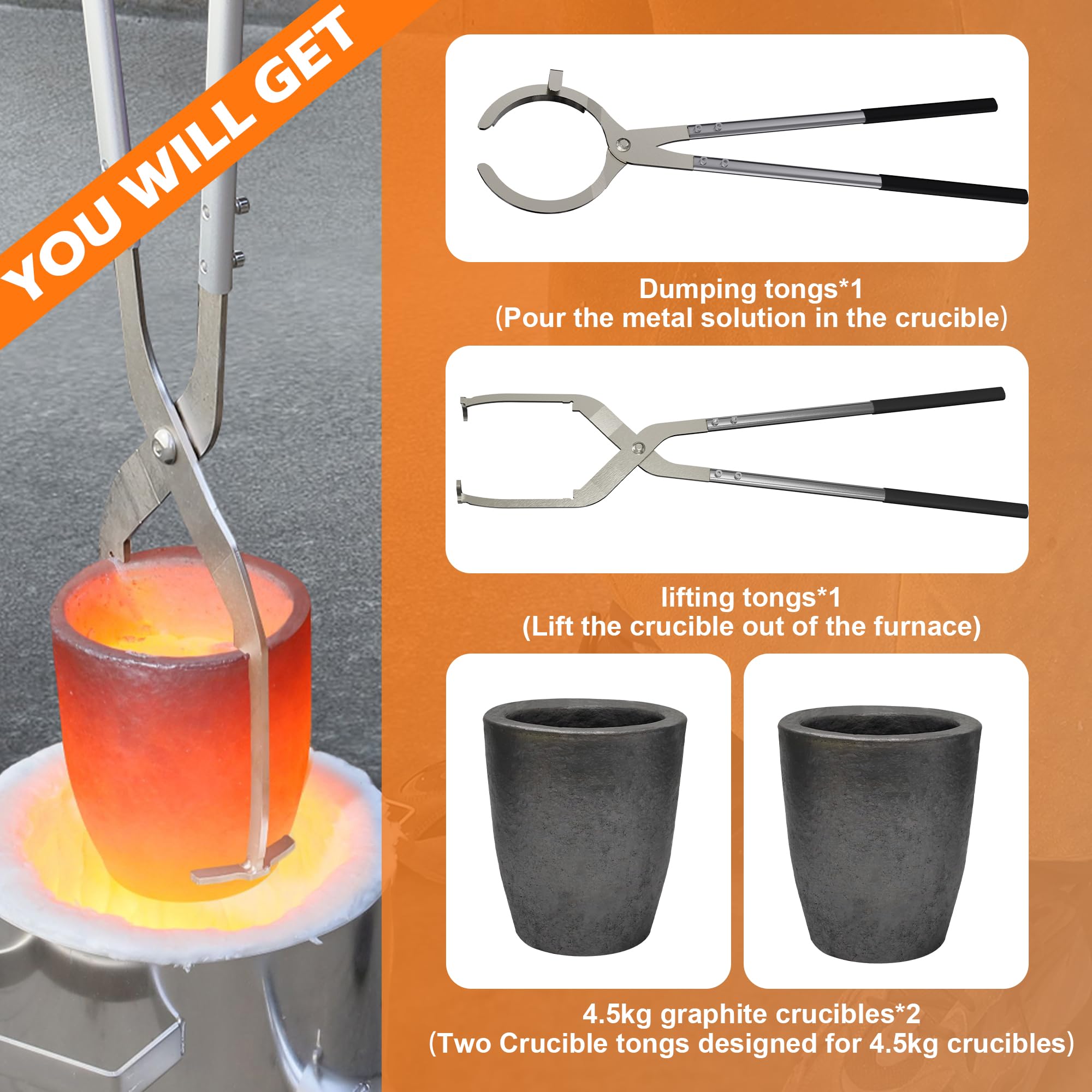 Snapklik.com : Nelyrho Crucibles Pouring Tongs And Crucibles Lifting ...