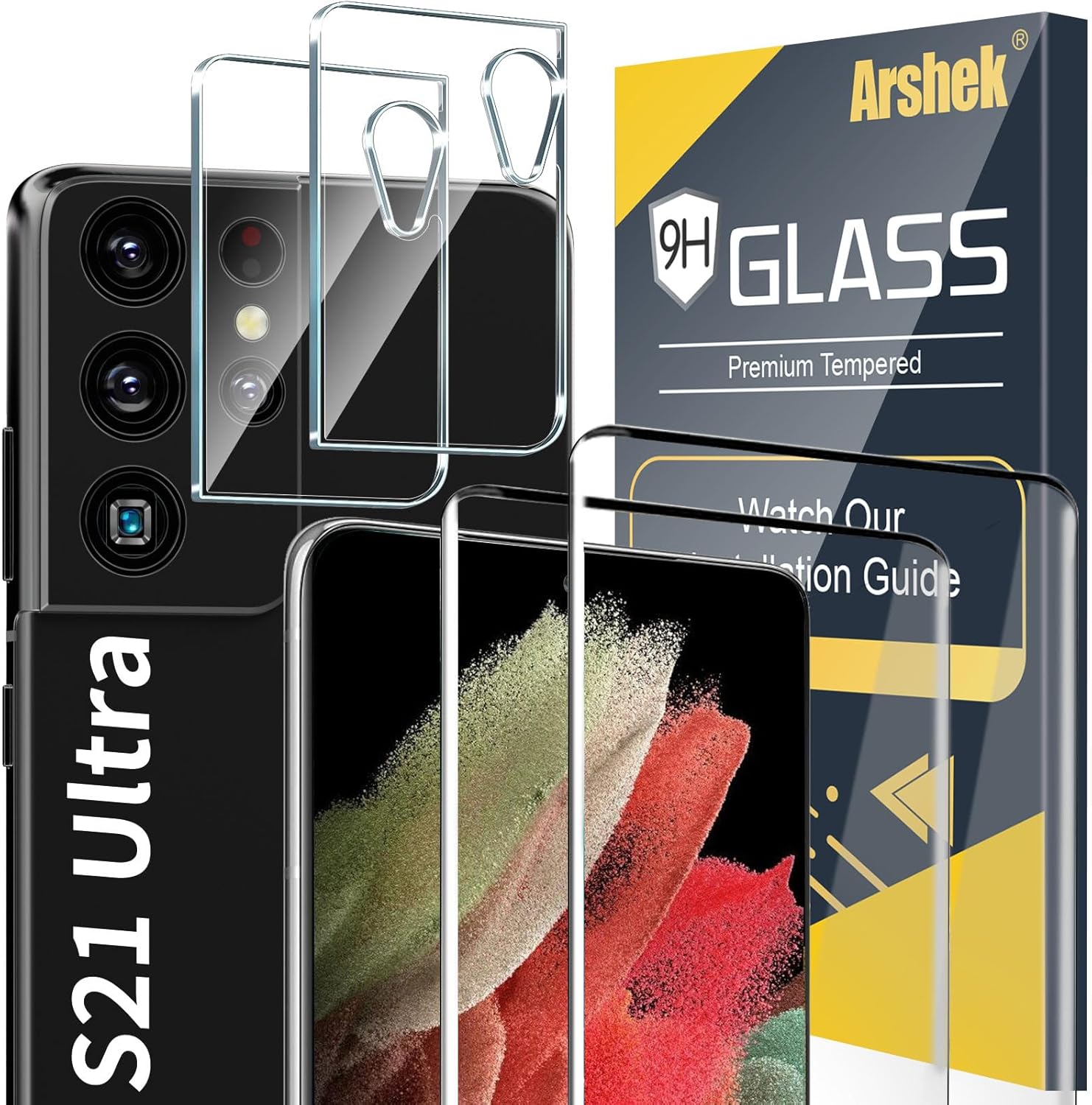 Amazon.com: [2+2 Pack] Galaxy S21 Ultra Screen Protector, 9H Tempered ...