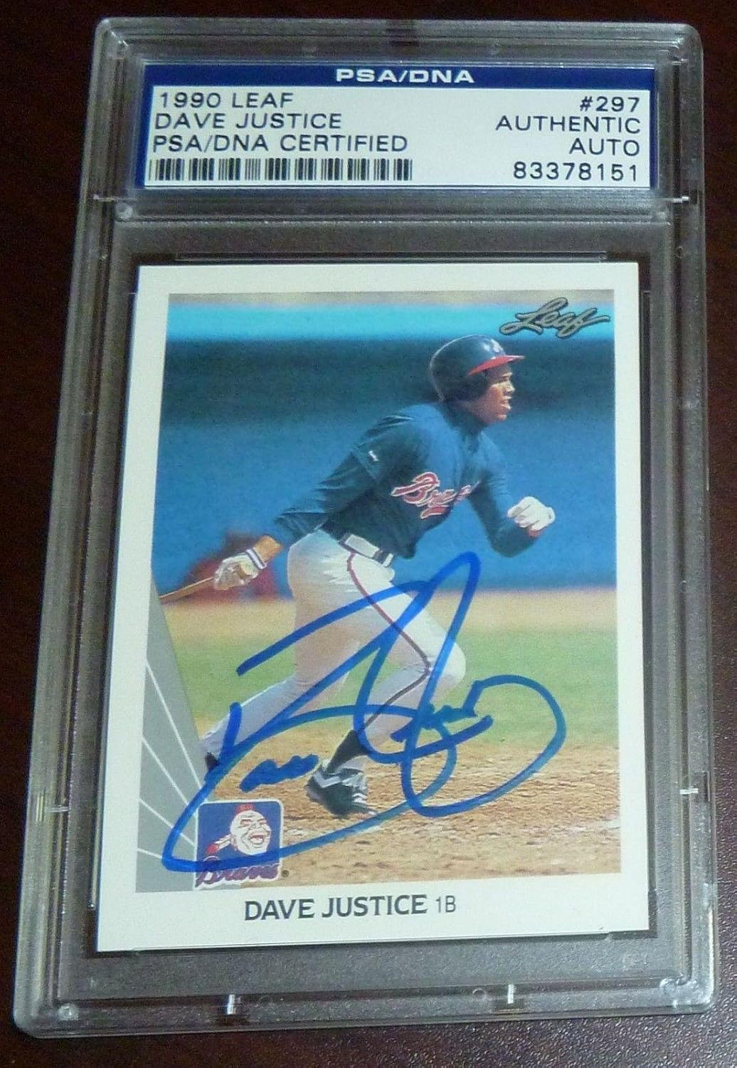 Amazon.com: Dave Justice Signed 1990 Leaf Braves Rookie Card COA RC ...