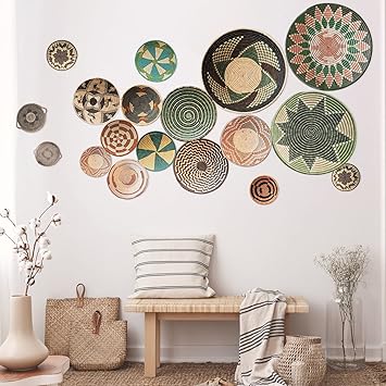 Amazon.com: Glenmal 18 Pcs Boho Basket Wall Decals Round Wall Sticker ...