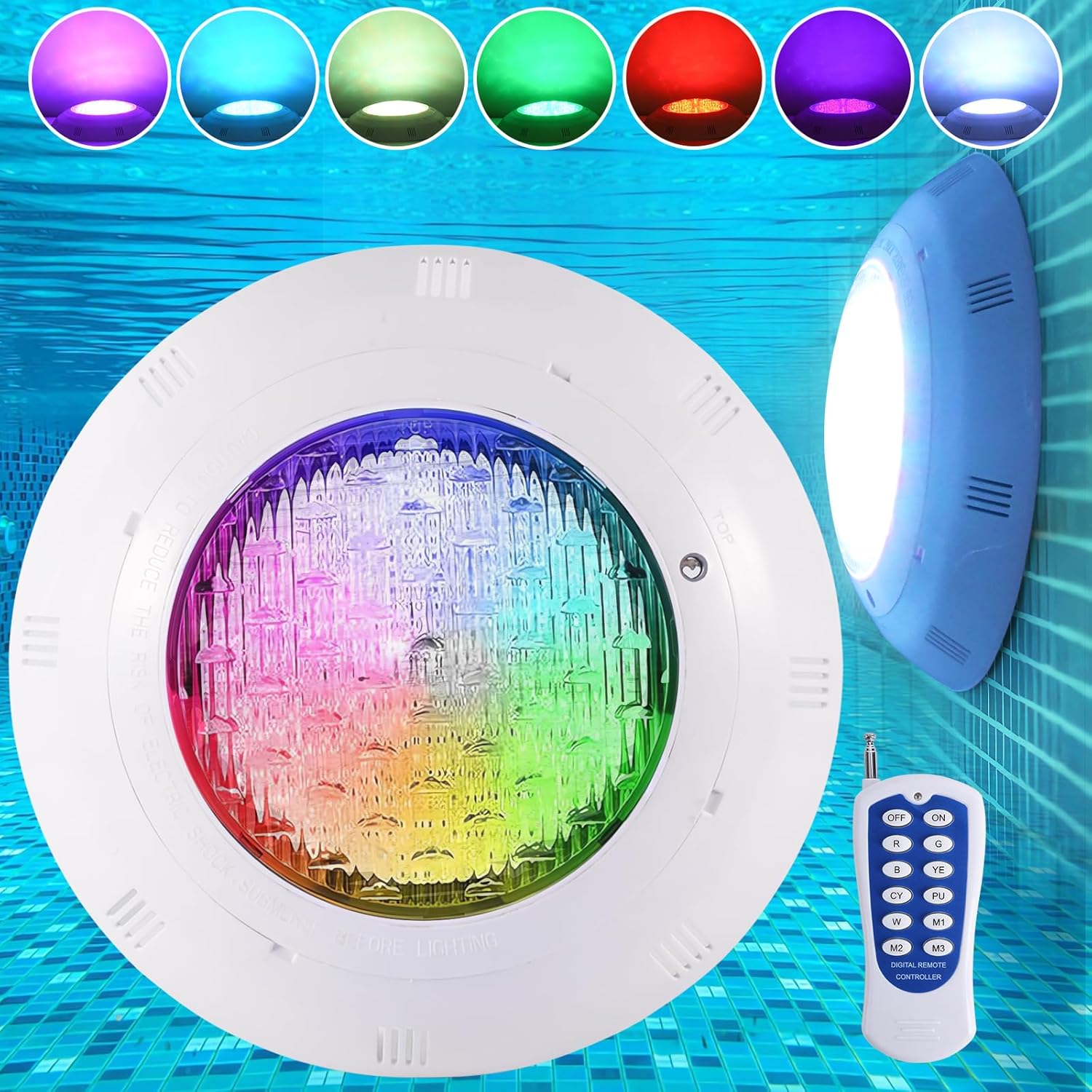 LED Pool Light with Remote Control for Inground Pools, DC12V 35W RGB ...