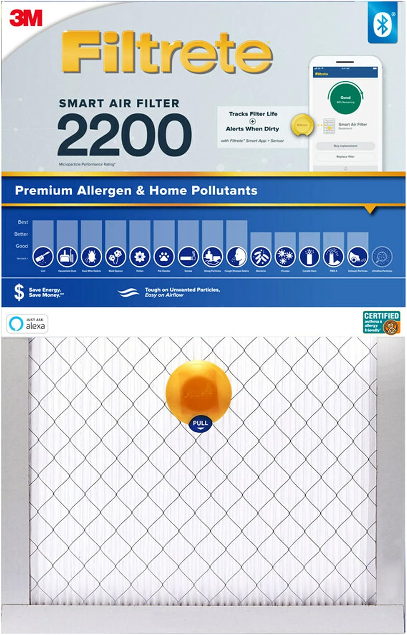 Filtrete 16x25x1 Smart Air Filter, MPR 2200 MERV 13, 1-Inch Premium ...