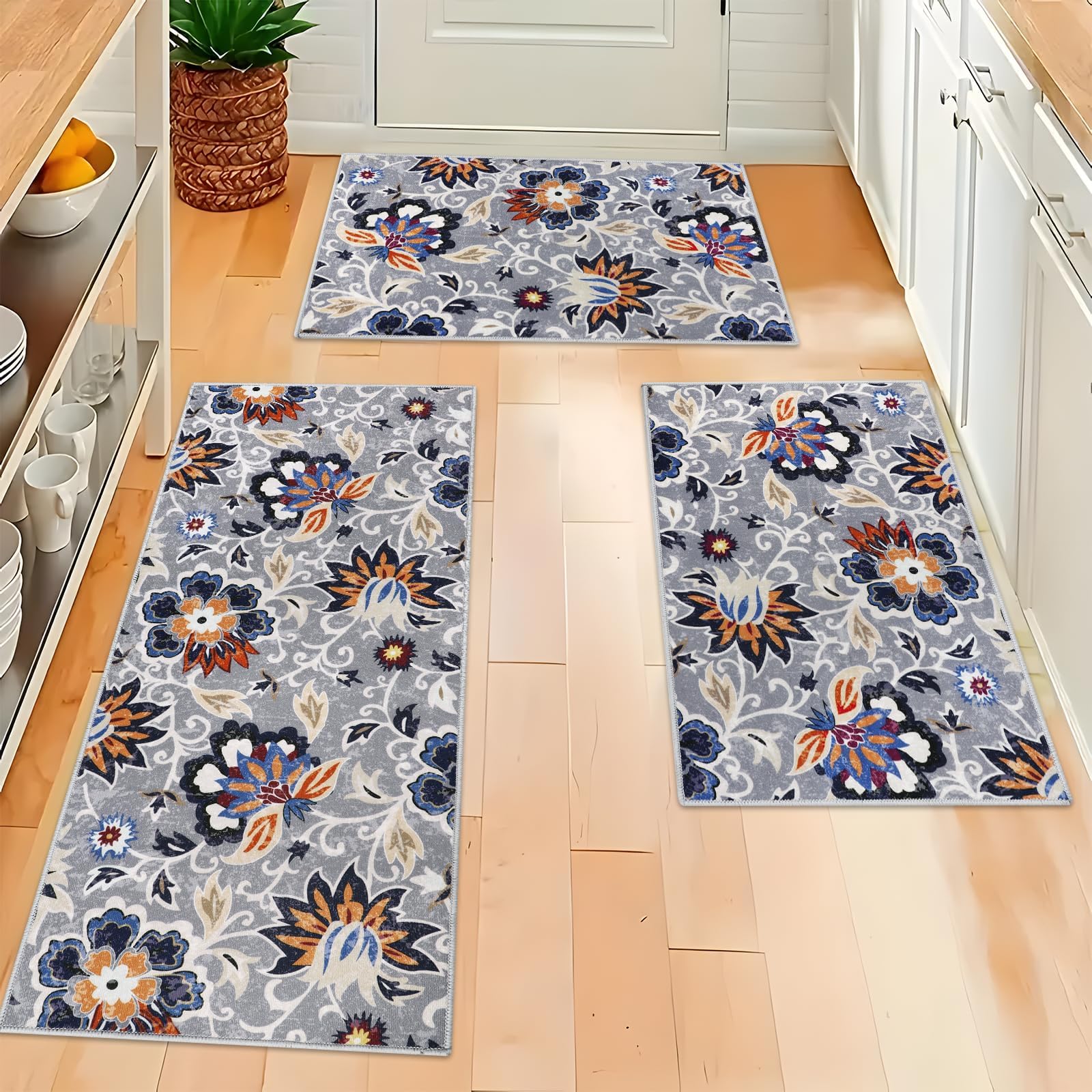 Amazon.com: Homcomoda Boho Kitchen Mats 3 Piece Set Kitchen Rugs Non ...