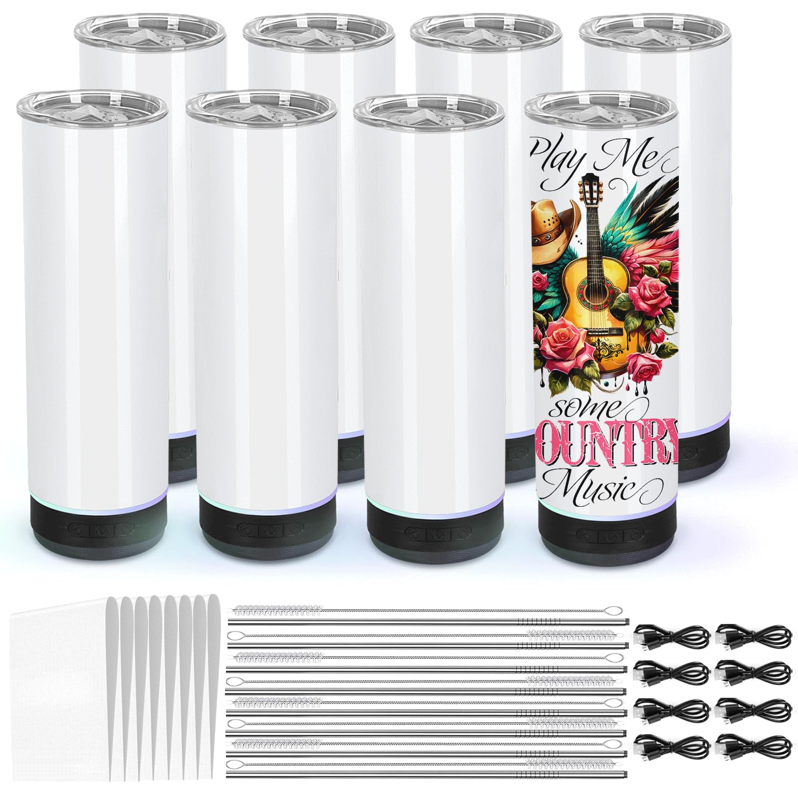 Snapklik.com : Micellwuu 8 Pack 20Oz Music Speaker Tumbler, Sublimation ...