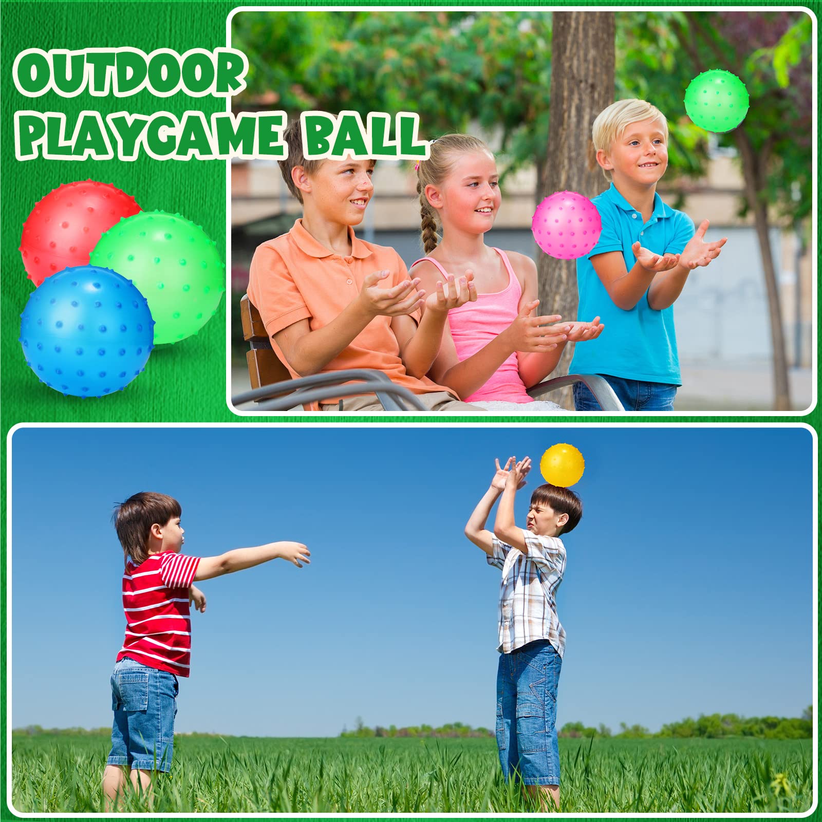 Snapklik.com : 24 Pieces Knobby Balls 4.72" Bouncy Spiky Sensory Ball ...