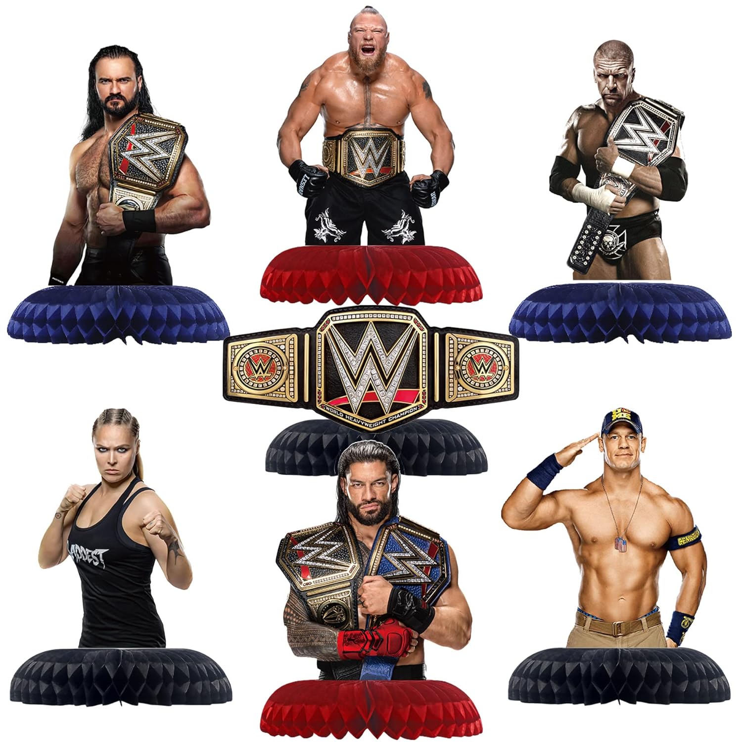 WWE Birthday Party Decoration, 7Pcs Wrestling Theme Party Centerpieces ...