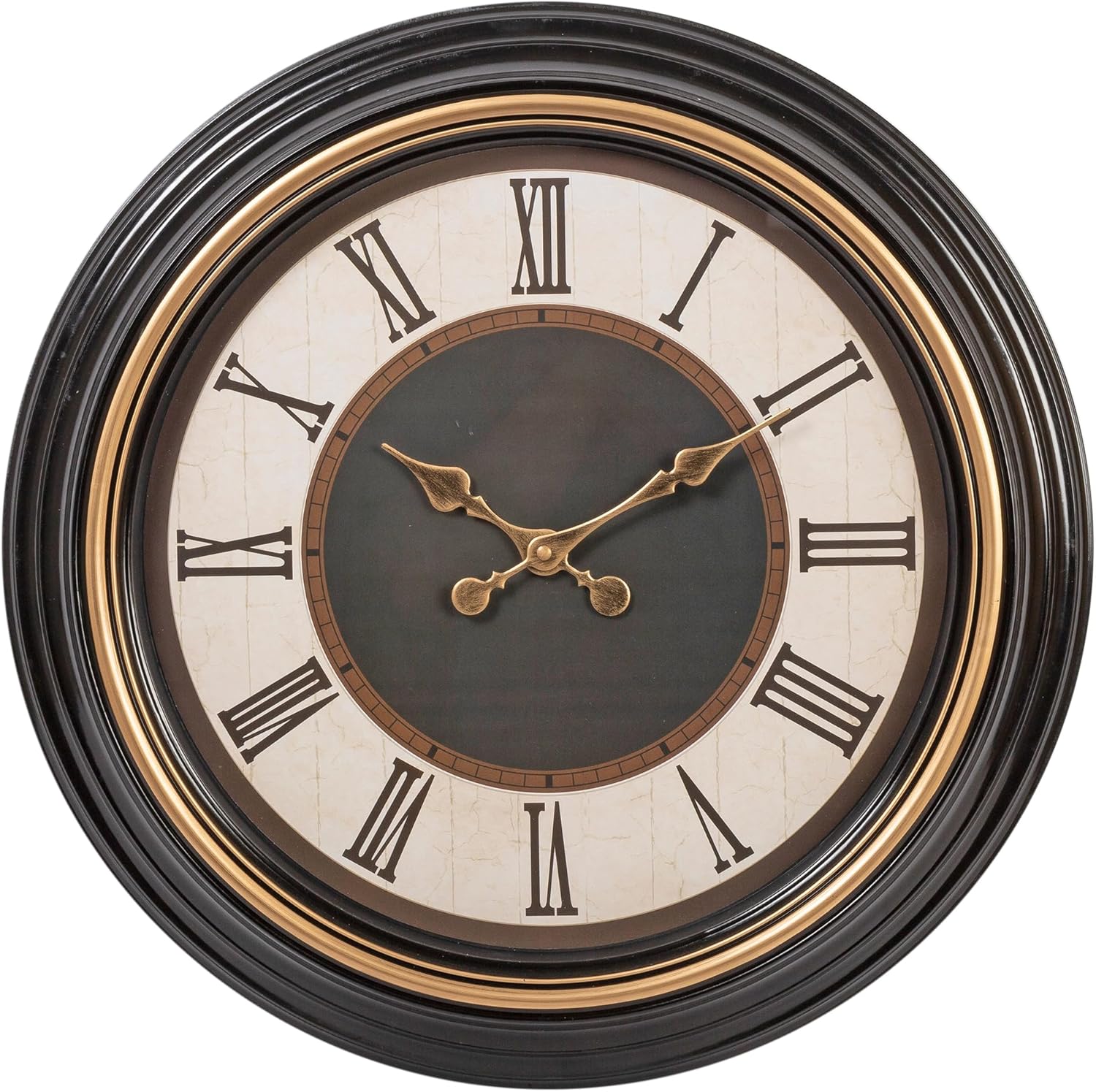 Amazon.com: Kiera Grace Wall Clock, 20 Inch, Everett Black & Brushed ...