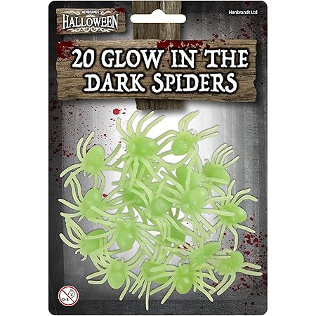 HENBRANDT Glow in the Dark Spiders 20pcs Spider Party Pack Halloween ...