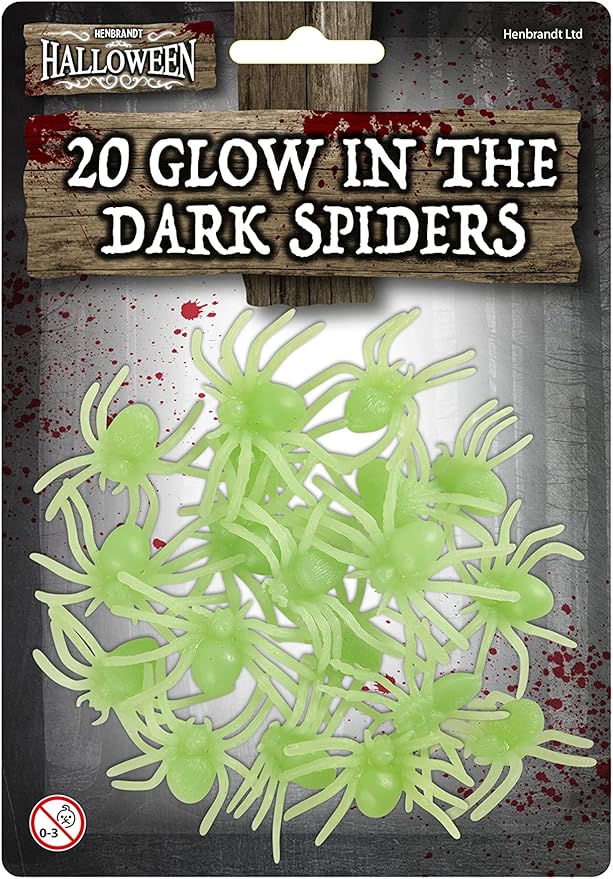 HENBRANDT Glow in the Dark Spiders 20pcs Spider Party Pack Halloween ...