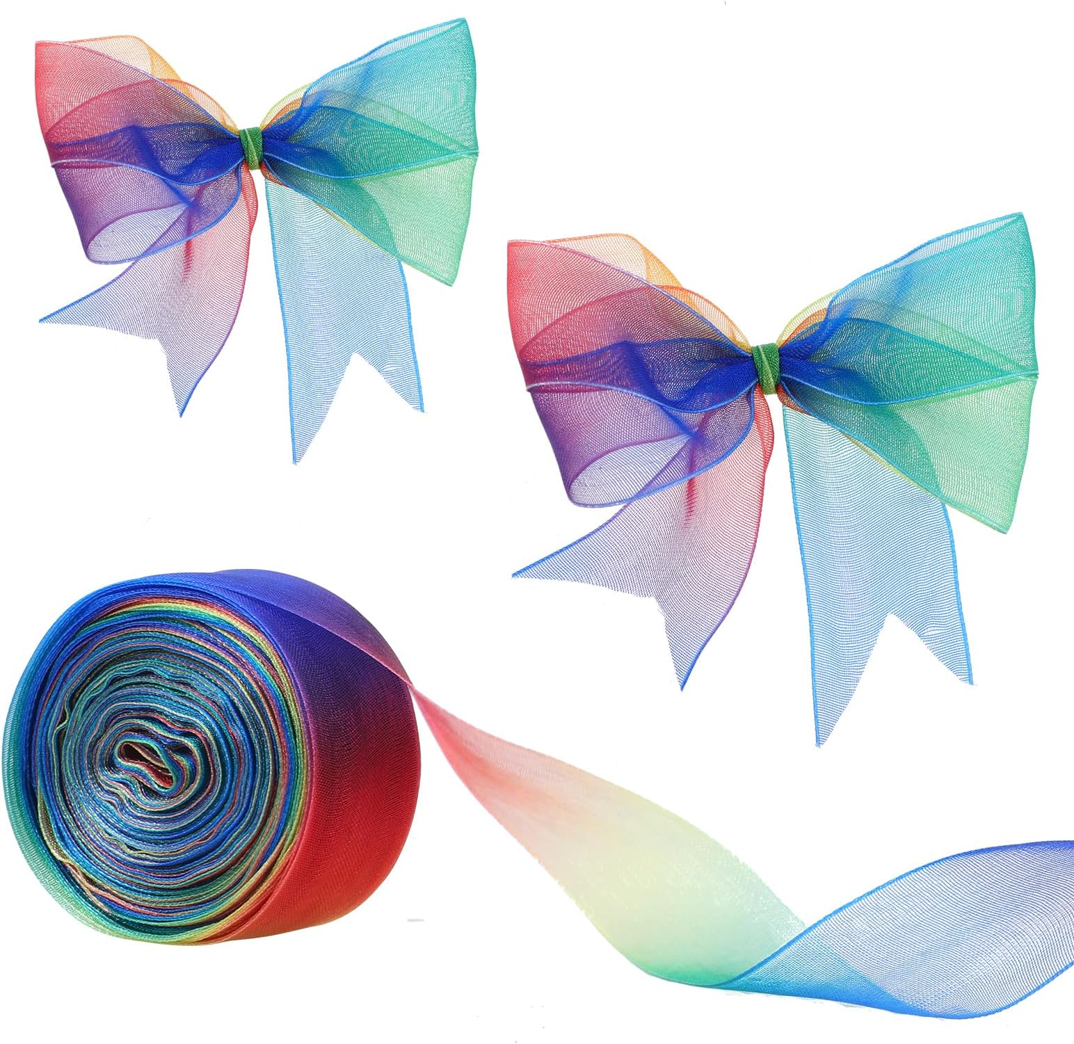 Amazon.com: Shappy 1 Inch x 50yard Rainbow Gift Rainbow Ribbon for Gift ...