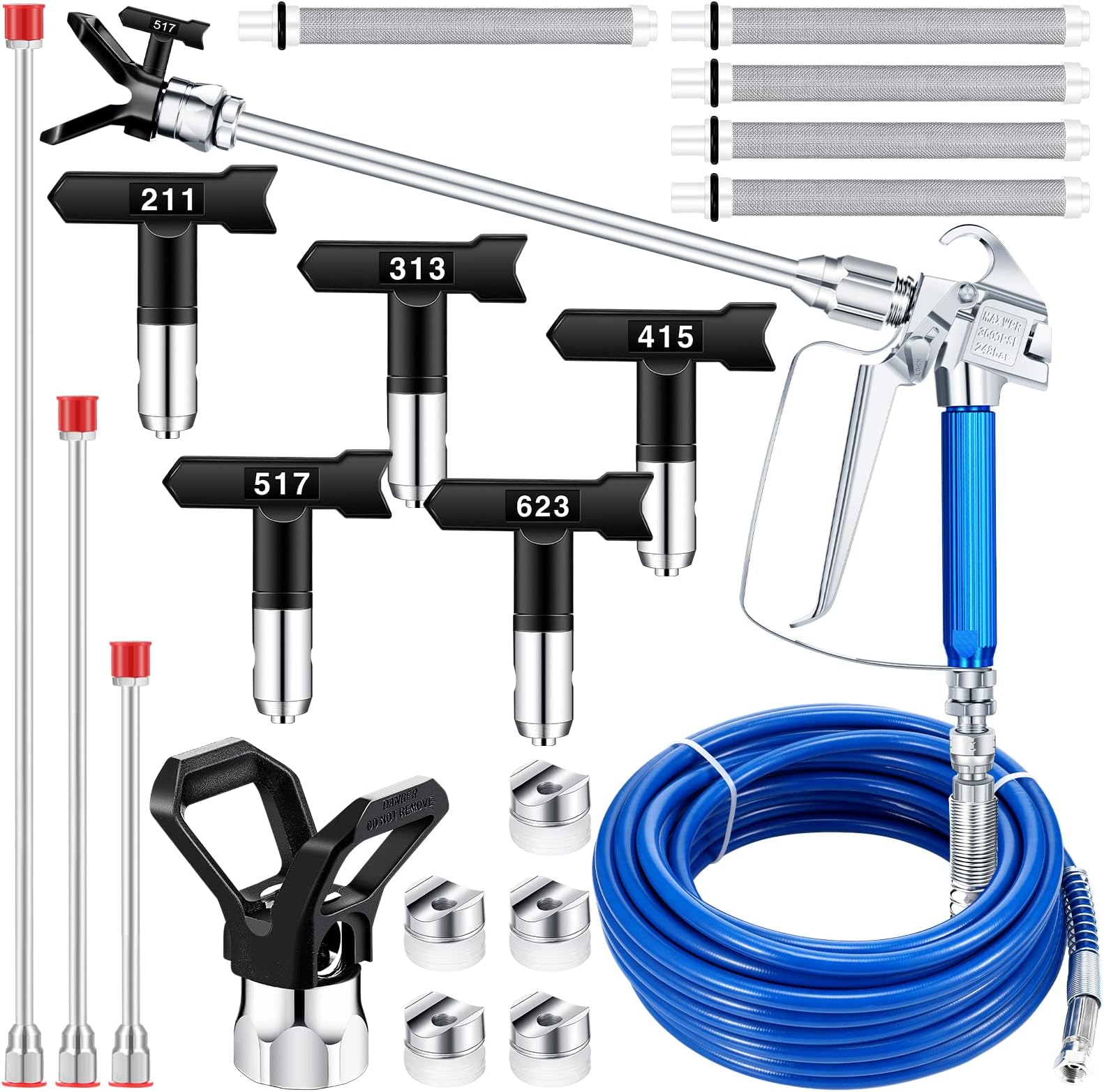 16 Pieces Paint Sprayer Hose Set, Airless Paint Sprayer Hose Kit with ...