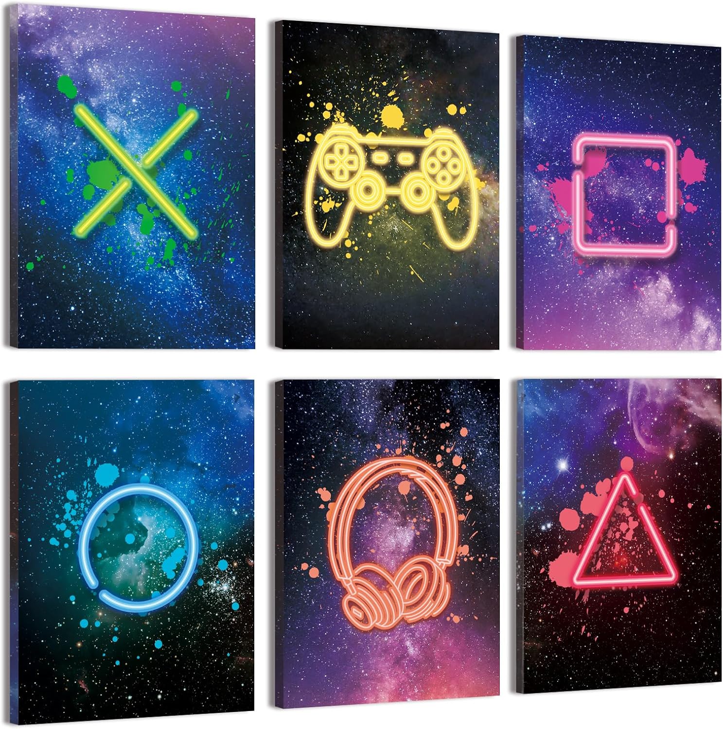 Amazon.com: AUIAU Galaxy Video Game Wall Art Video Game Art Wall Decor ...