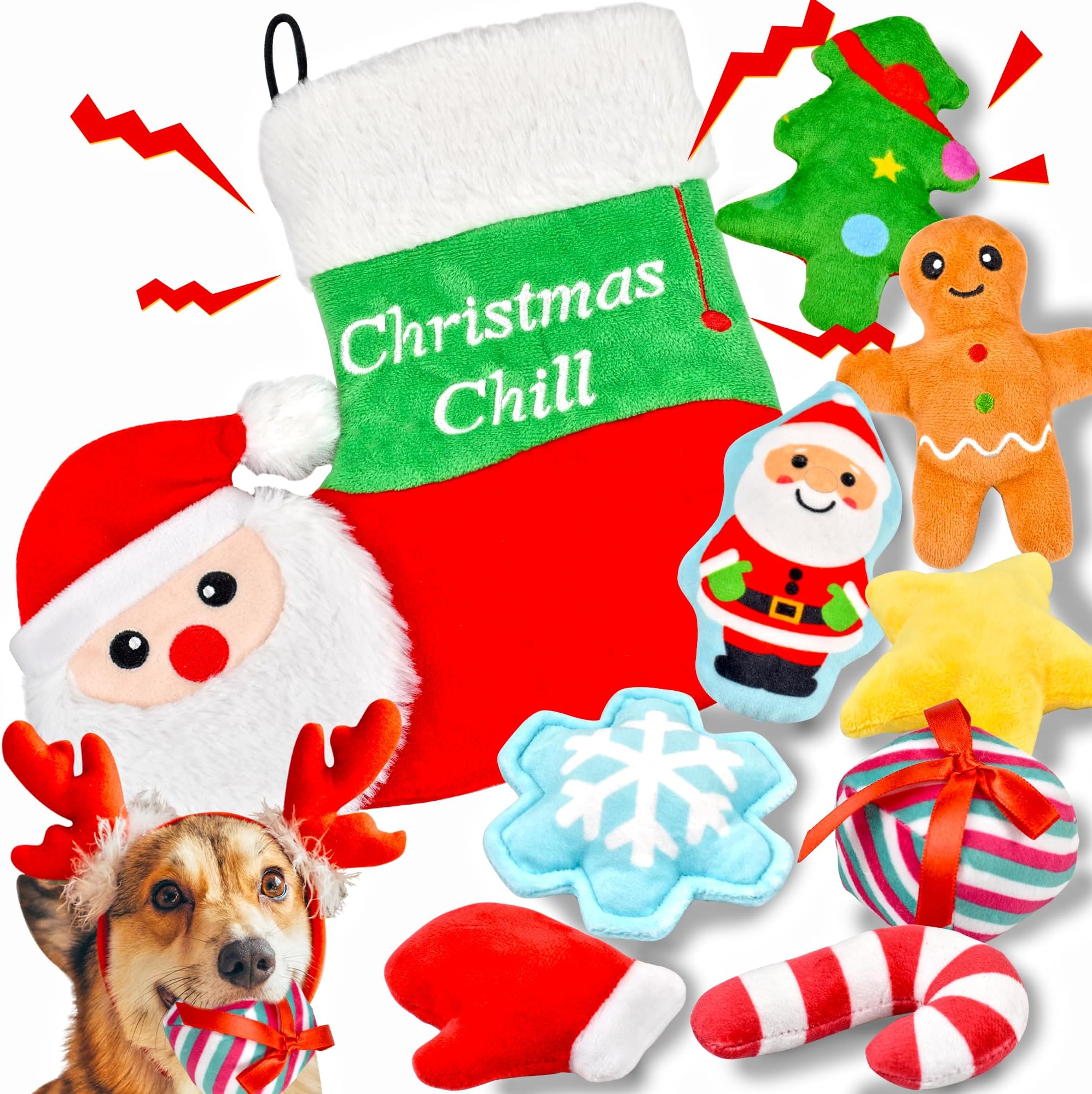 Pet Supplies : Christmas Stocking for Dogs. Squeaky newspaper / boot ...