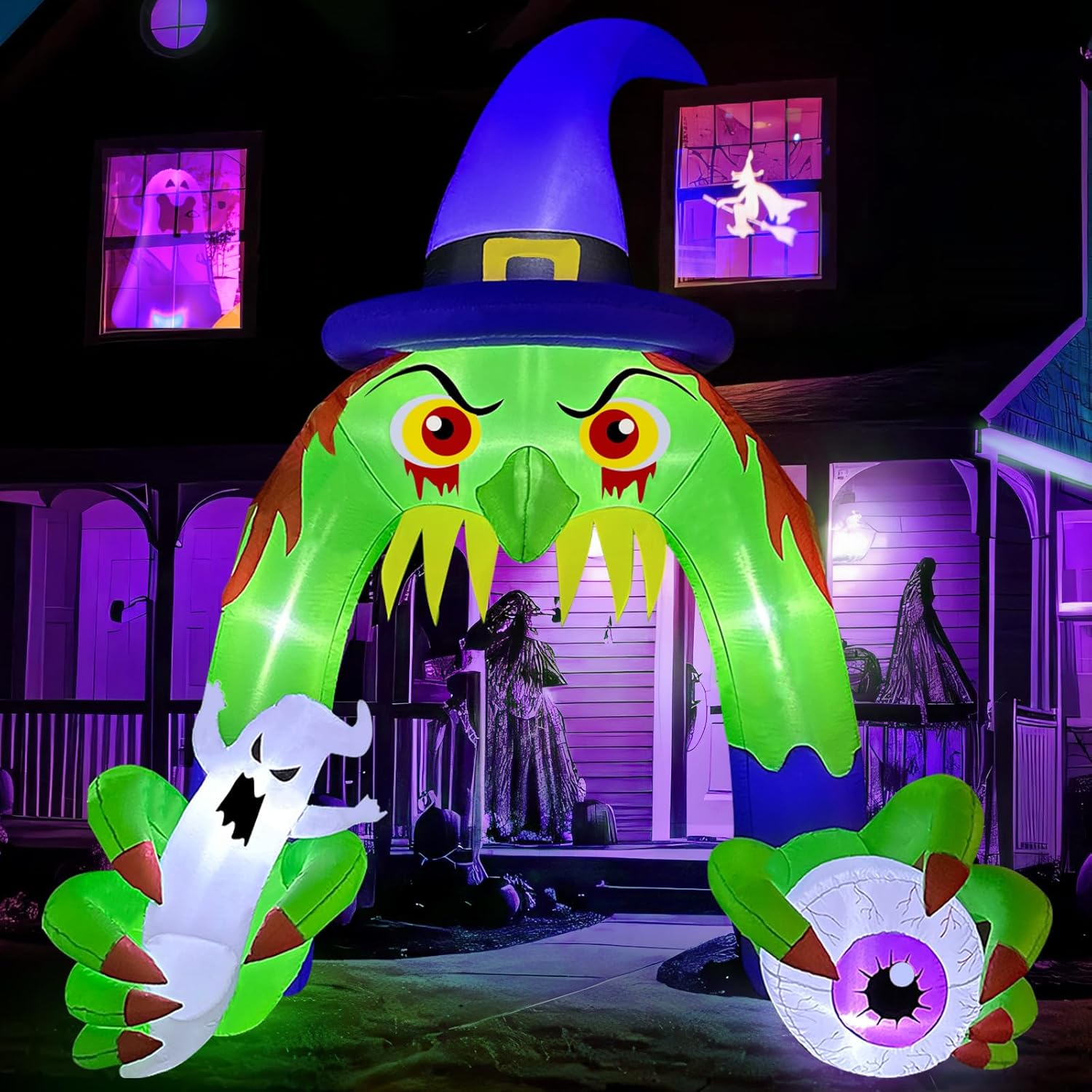 Amazon.com: OurWarm 12 FT Halloween Inflatables Giant Witch Archway ...