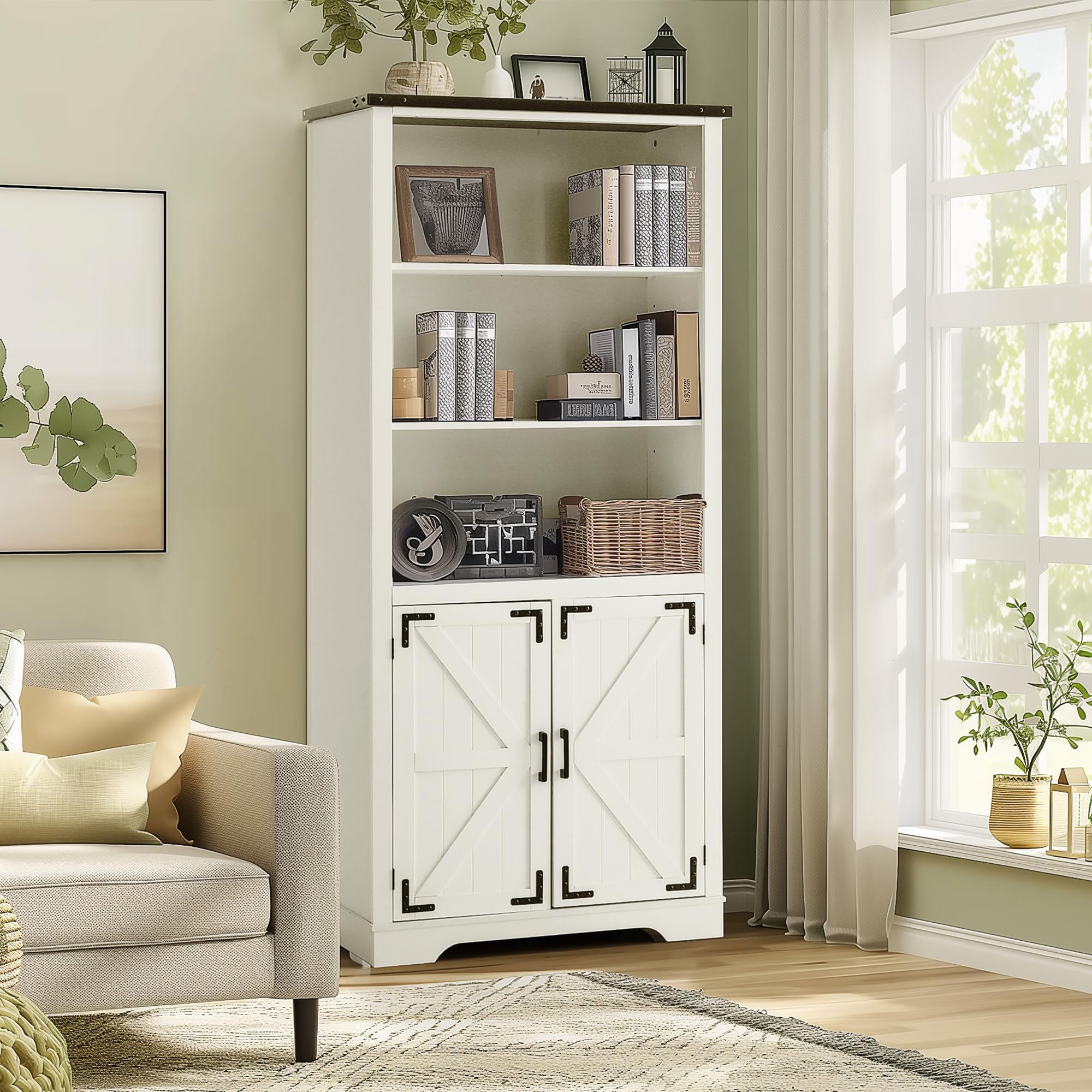 Snapklik.com : PAMAPIC 70" Farmhouse Kitchen Pantry,Large Wooden ...