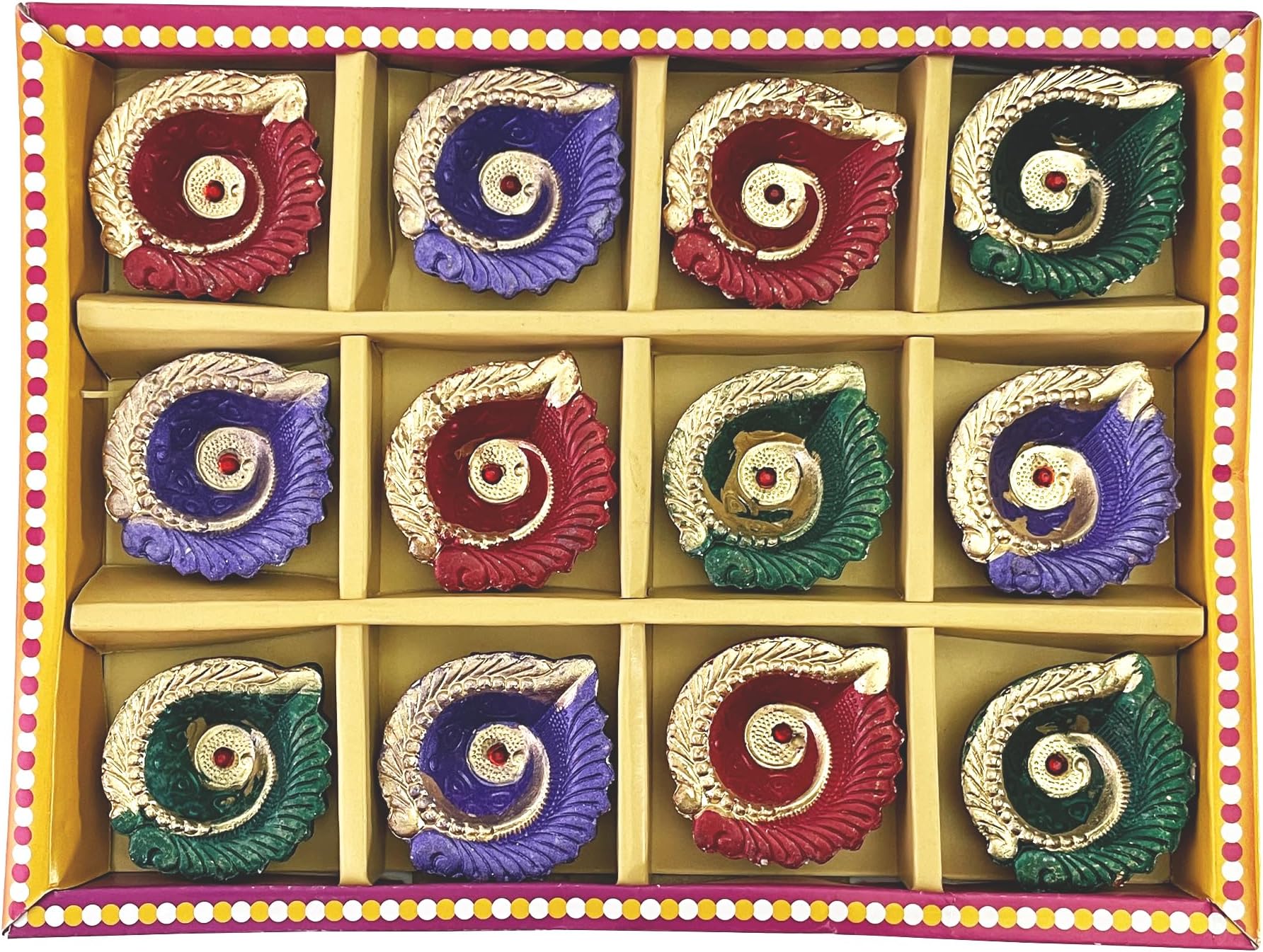 Amazon.com: KSJONE Festive Diyas with Cotton Wicks Festive Decorations ...