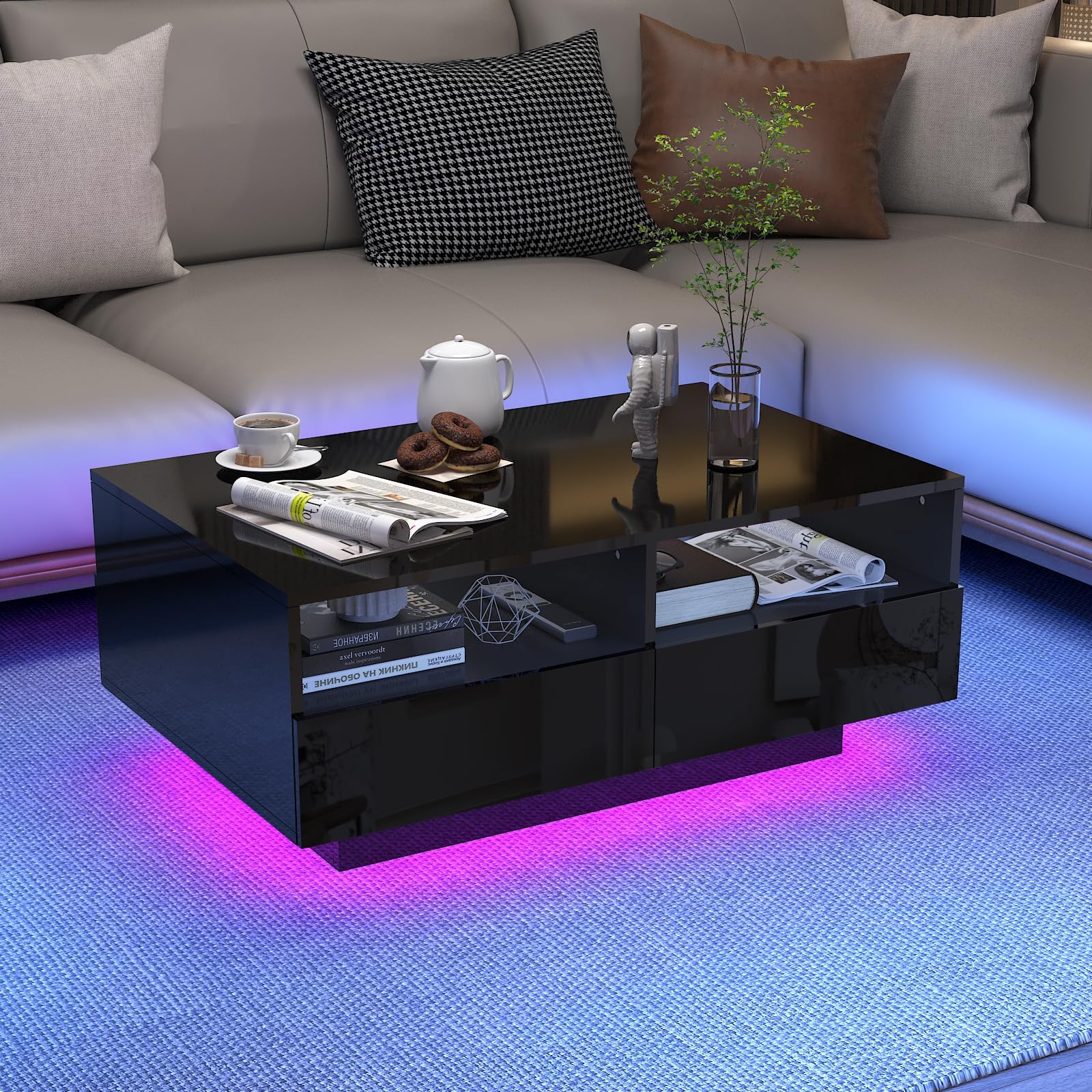 Amazon.com: Furnnylane LED Coffee Table by Touch Screen Control,Square ...