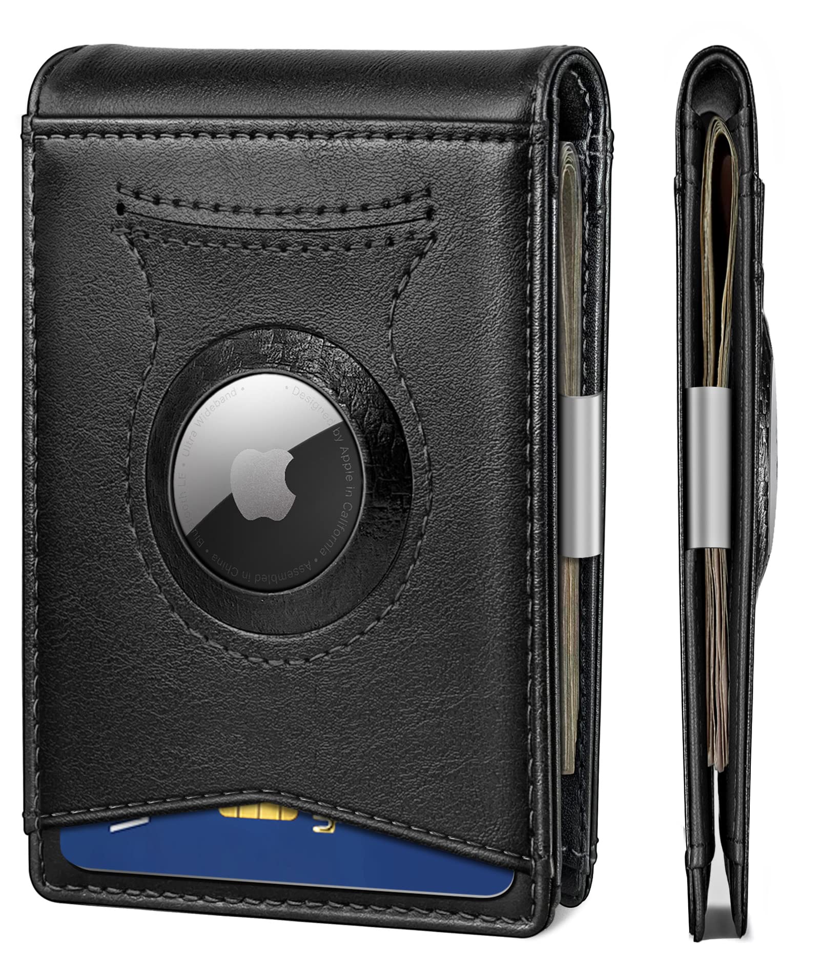 Amazon.com: Mens Wallet For Airtag or Standard Use,KEMISANT Slim Front ...