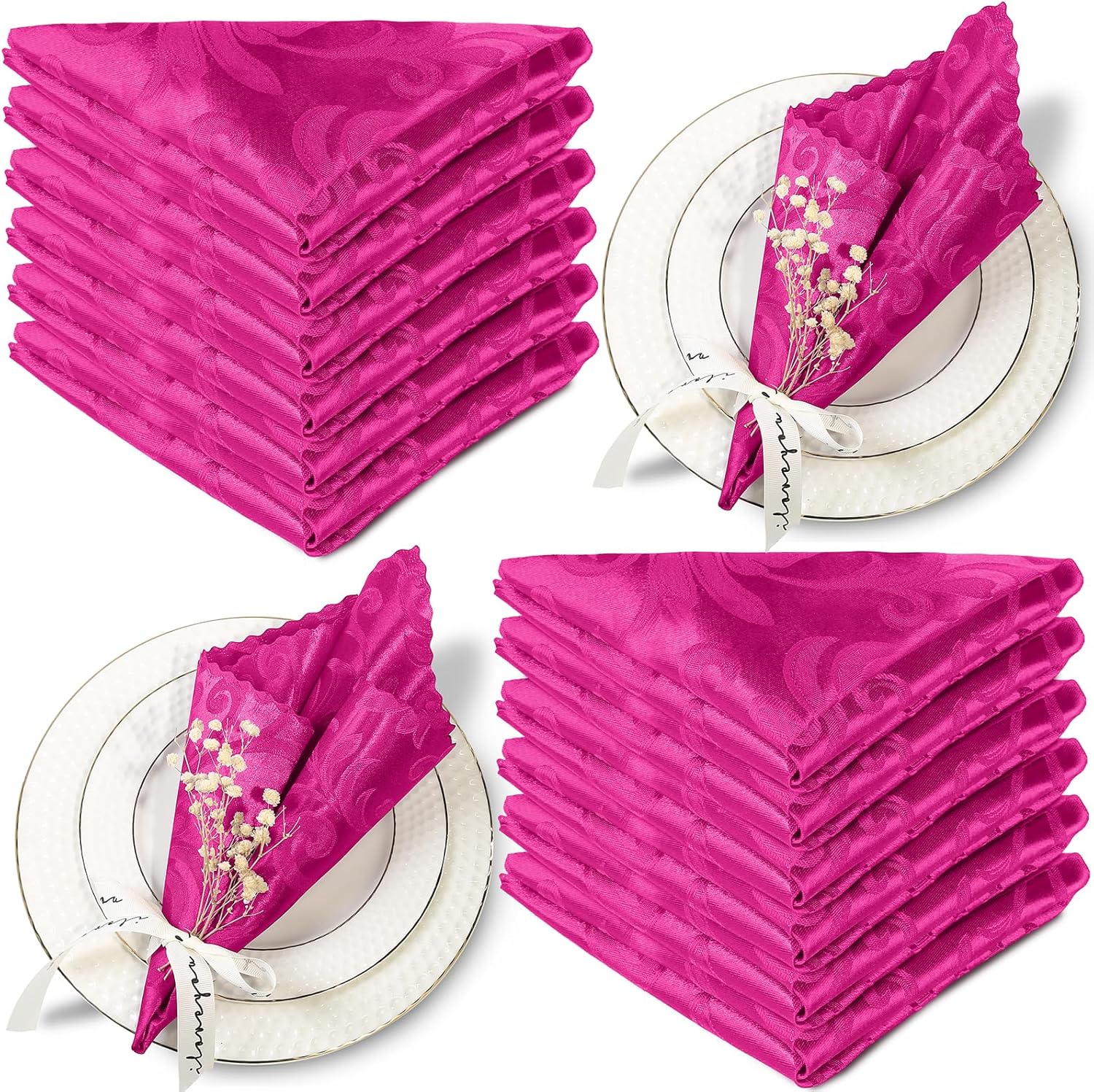 Amazon.com: Aormenzy 50 Pack Hot Pink Napkins 17 x 17 Inches Cloth ...