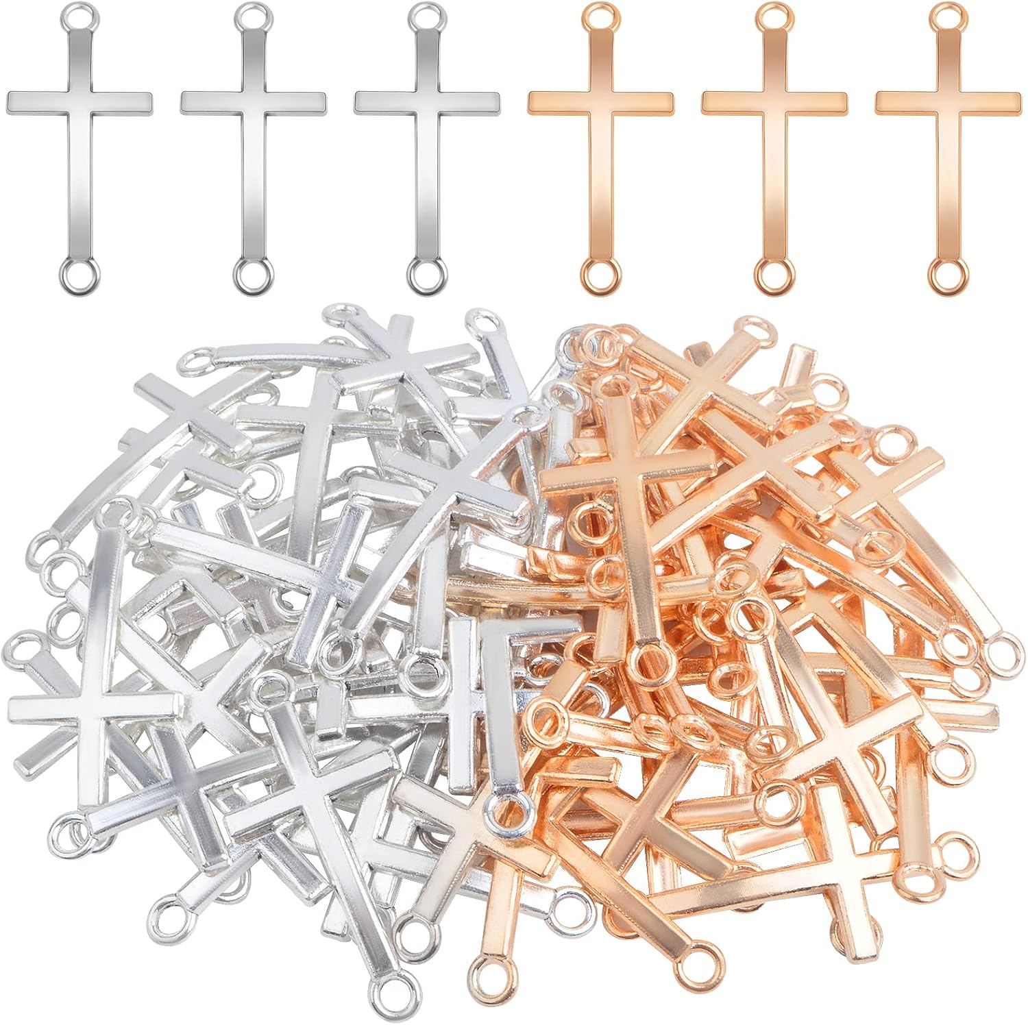 Amazon.com: JMKTOOL 60 Pieces Cross Charms Connectors Alloy Double Loop ...