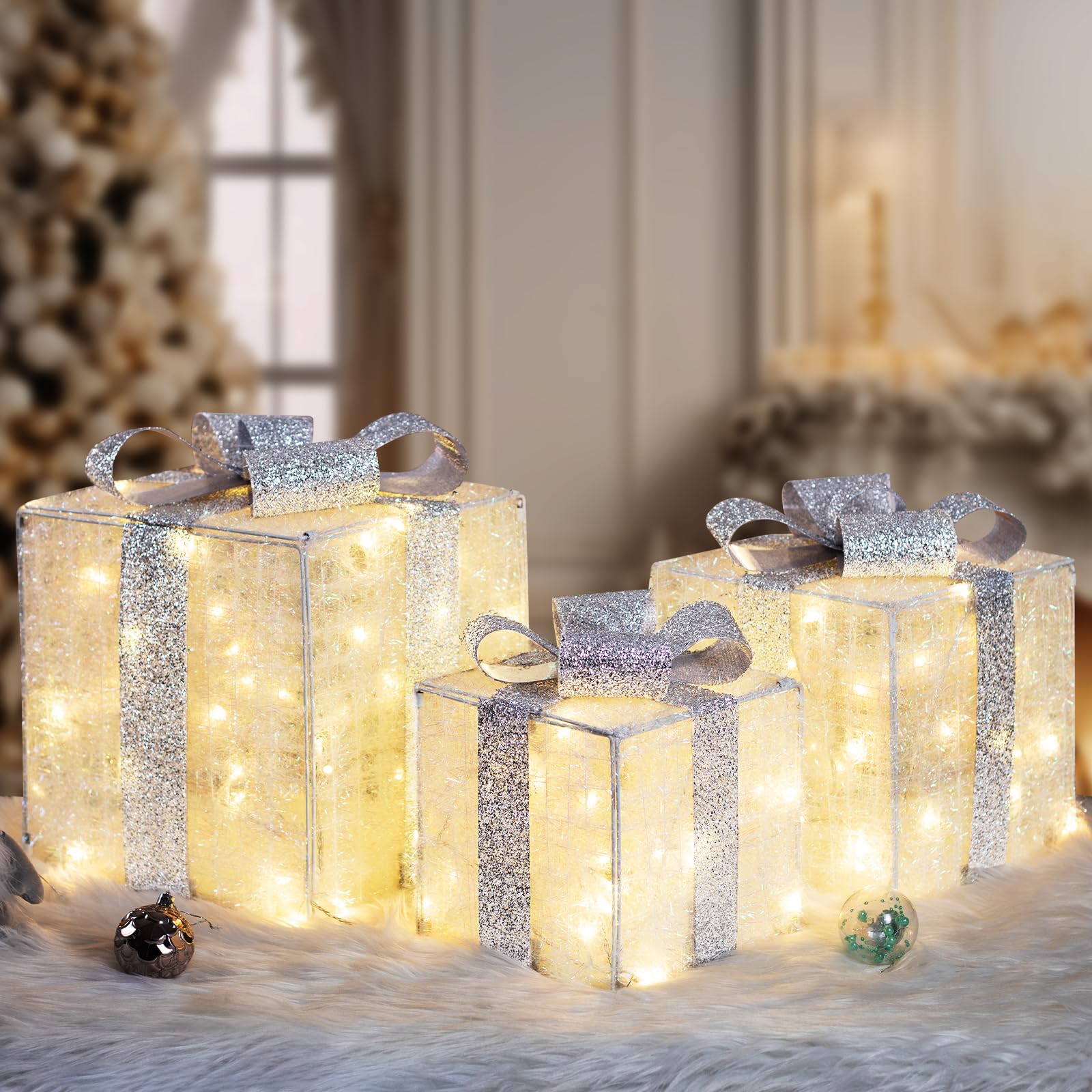 Snapklik.com : Elegear 11.8" Christmas Lighted Gift Boxes, Christmas ...