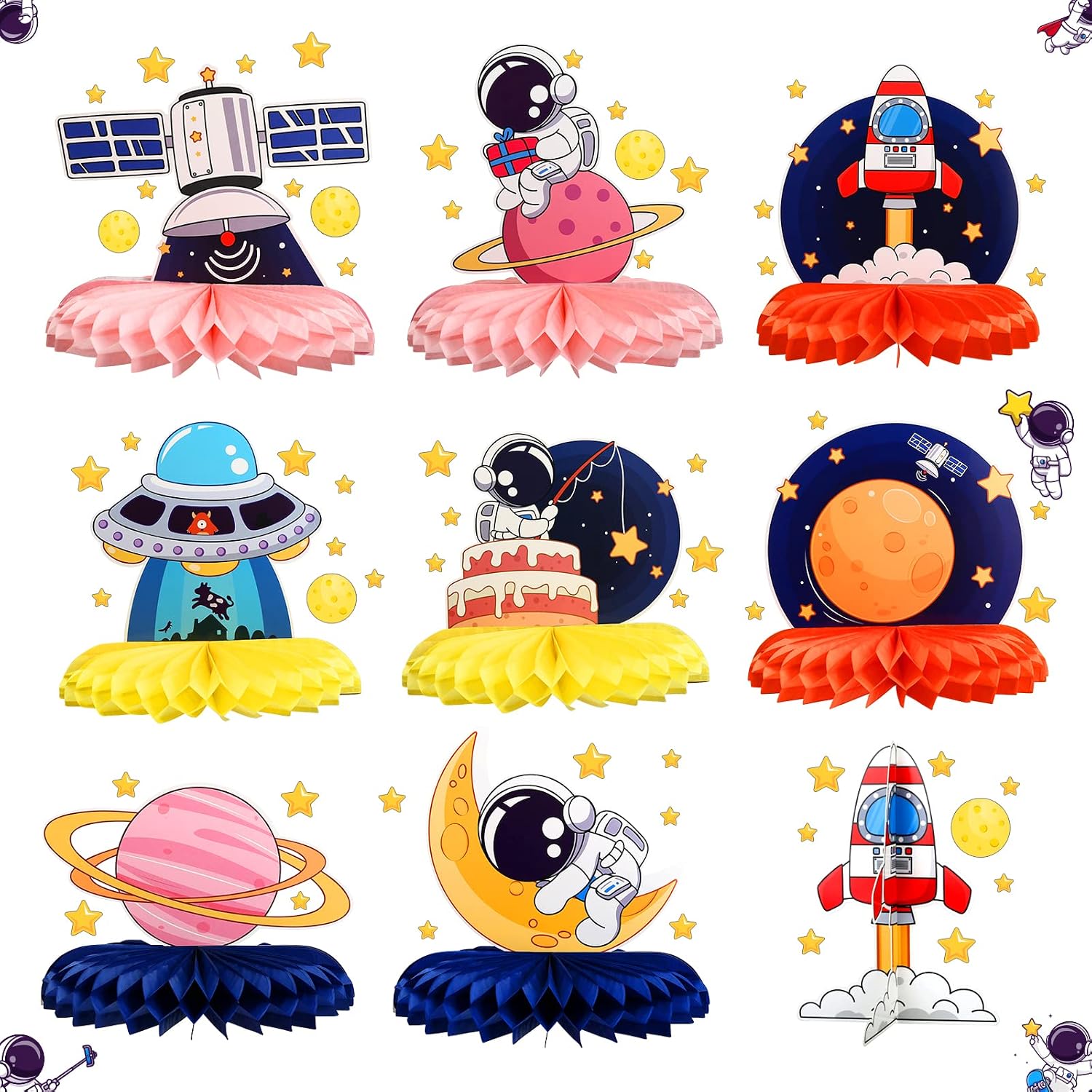 Amazon.com: Fontien 9 pcs Outer Space Themed Party Honeycomb ...