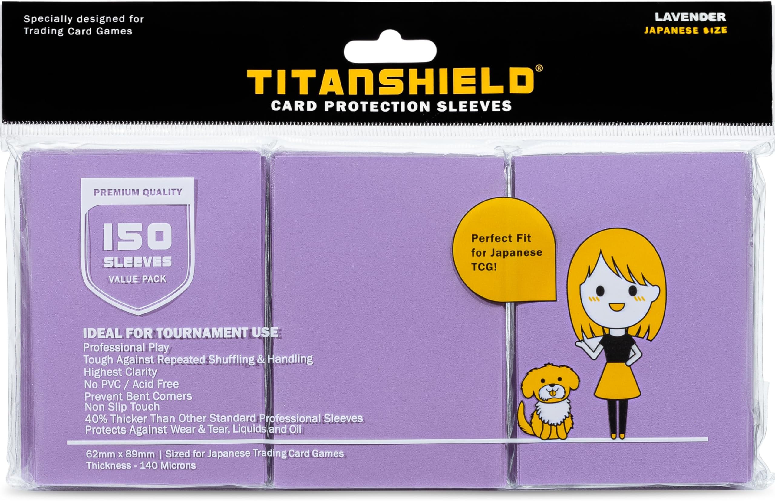 Amazon.com: TitanShield Premium Lavender 150 Sleeves Japanese Size Card ...