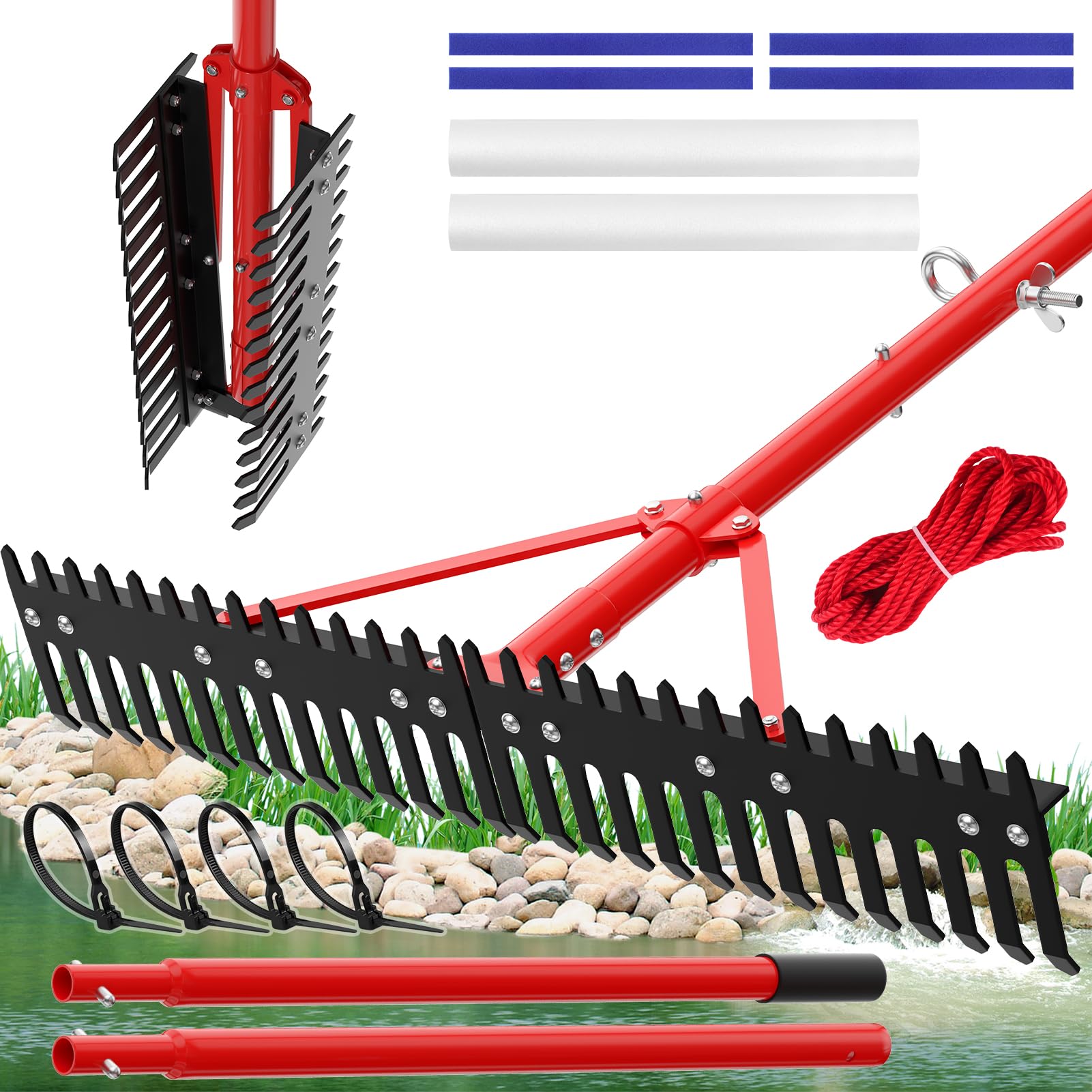 Snapklik.com : Adjustable Aquatic Weed Rake 2025 Upgrade Patents Pending