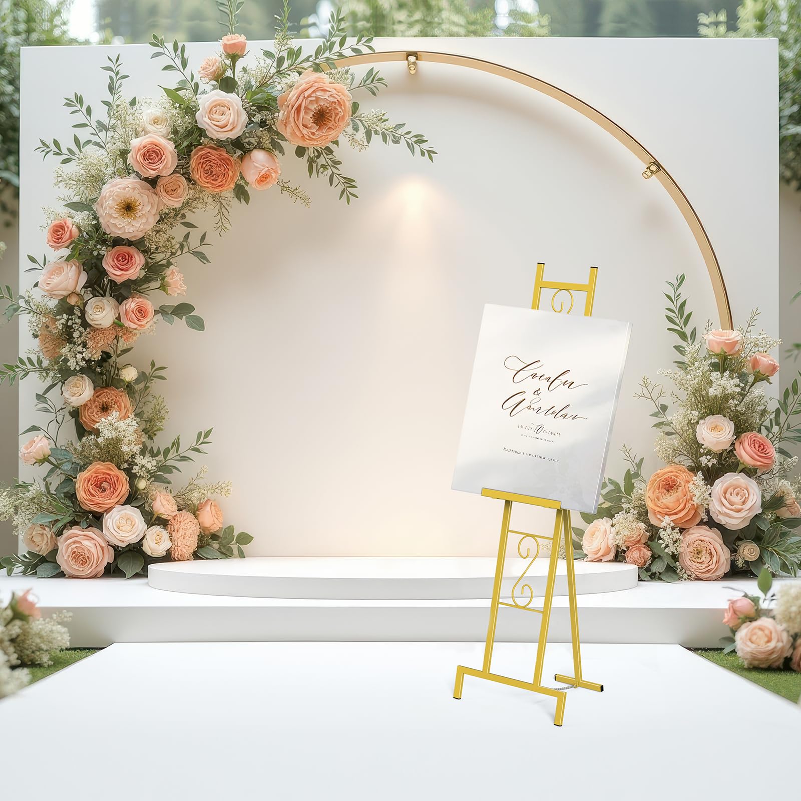Snapklik.com : OUSHENG Gold Easel Stand, Large Metal Entryway Wedding ...