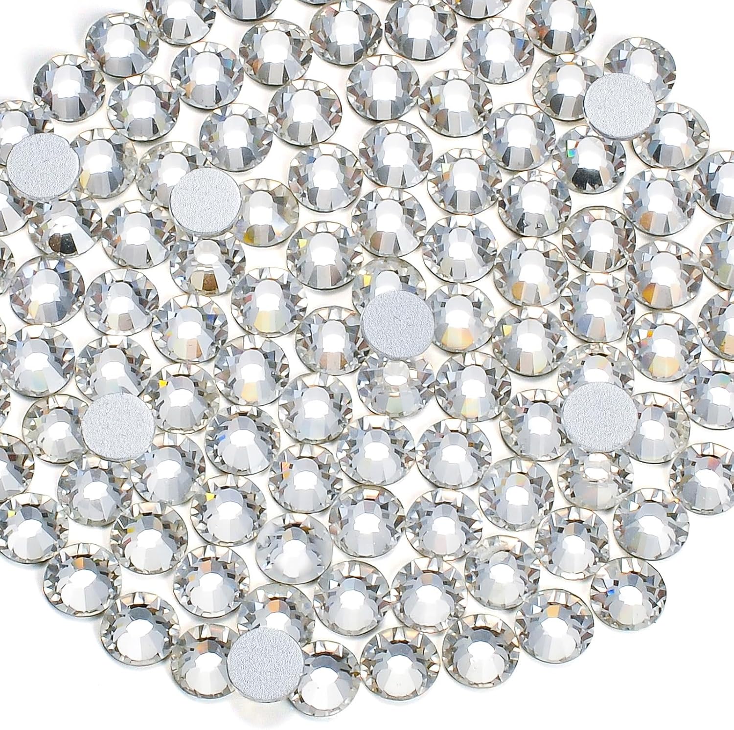 Amazon.com: PLMHU 2880pcs Flat Back Rhinestones Glitter Round Crystal ...