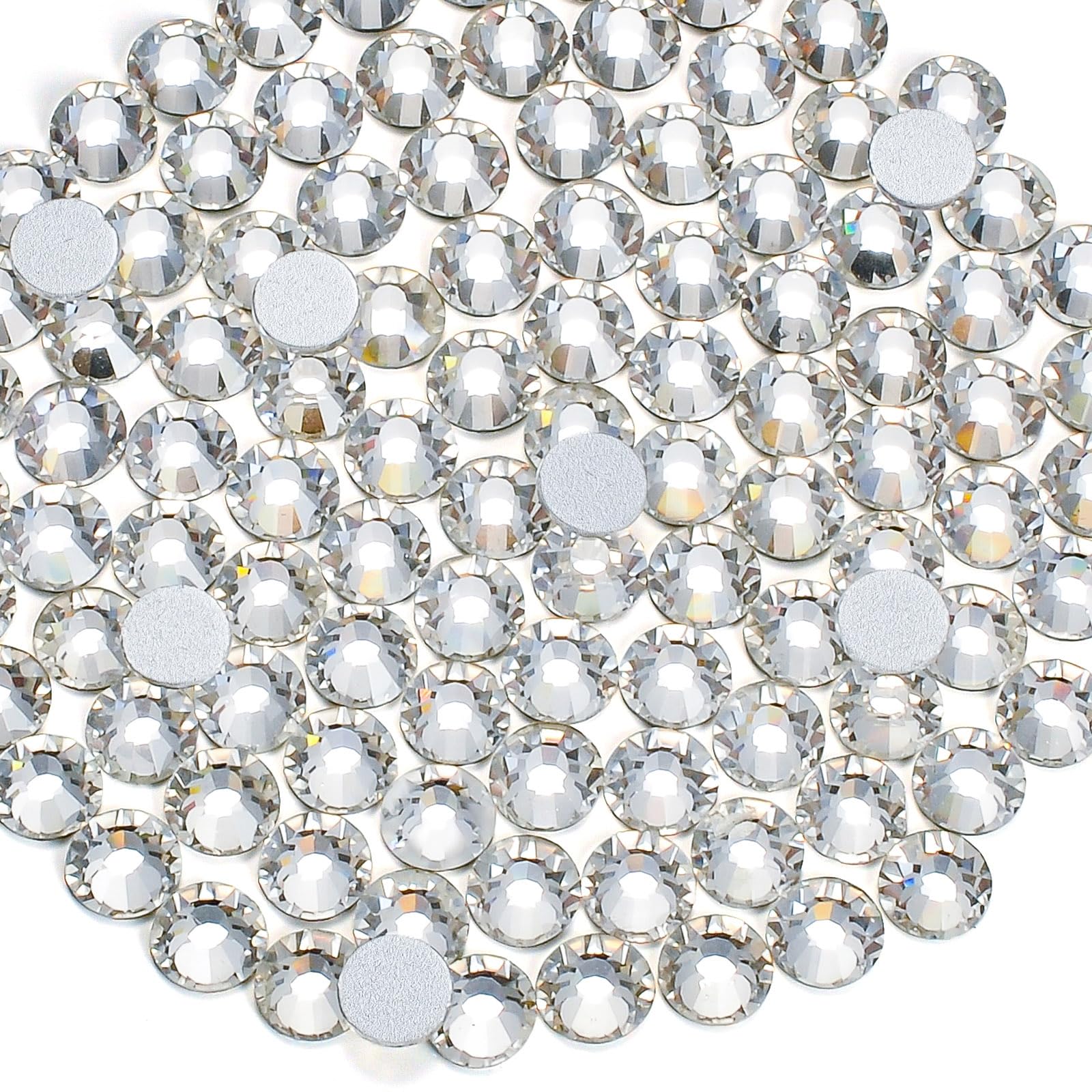 Amazon.com: PLMHU 2880pcs Flat Back Rhinestones Glitter Round Crystal ...