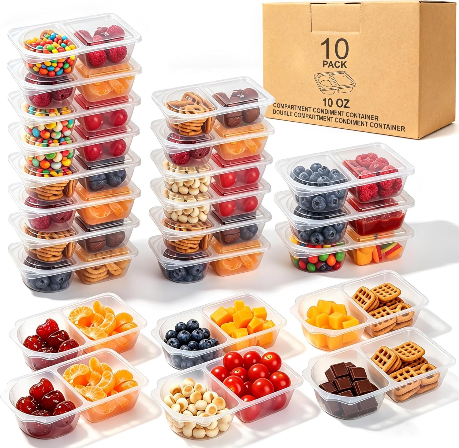 Amazon.com: CUNLU 10 OZ Reusable Snack Containers with Lids & New Snack ...