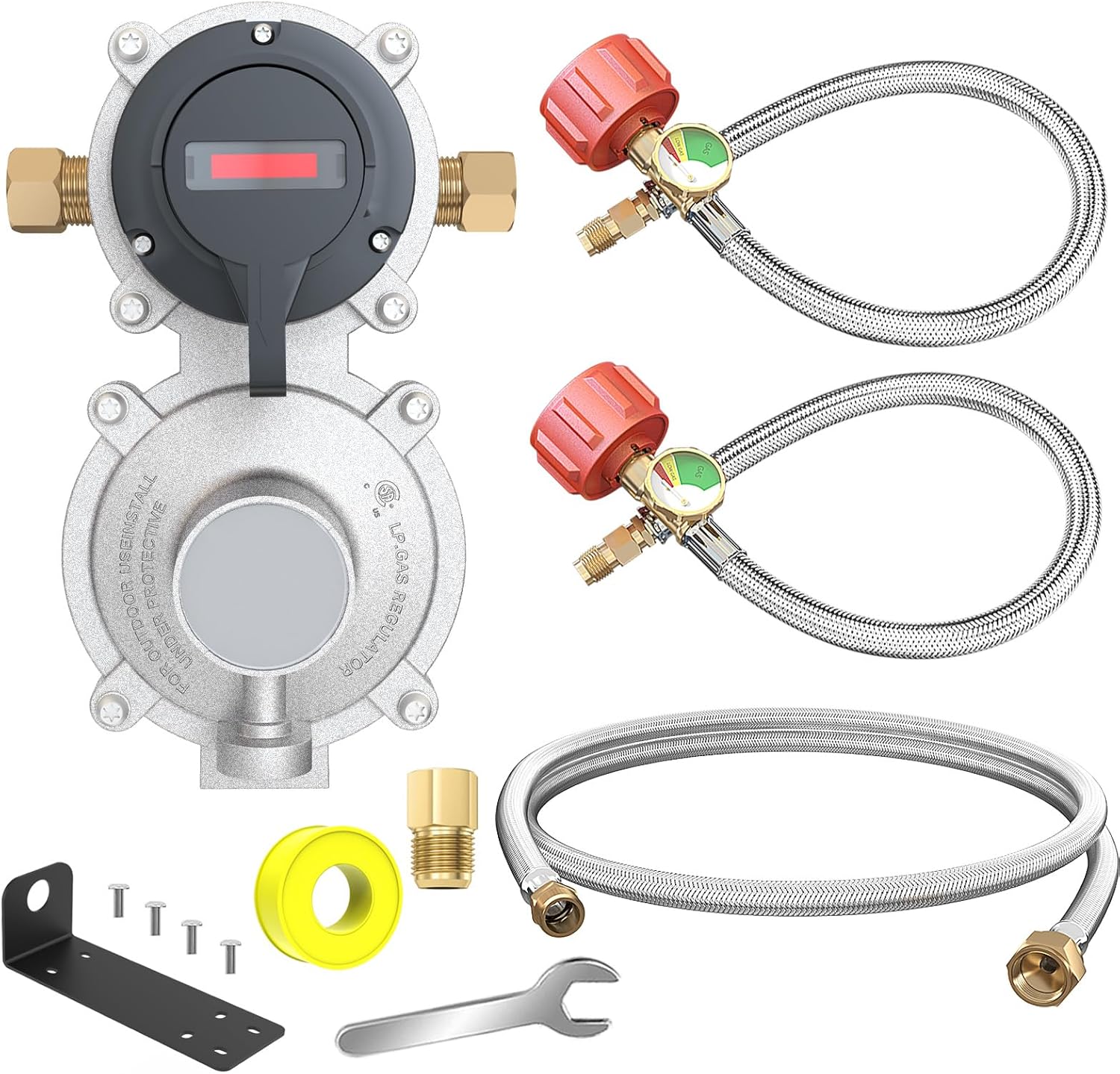 Amazon.com: 2 Stage Auto Changeover LP Propane Gas Regulator with 2 Pcs ...