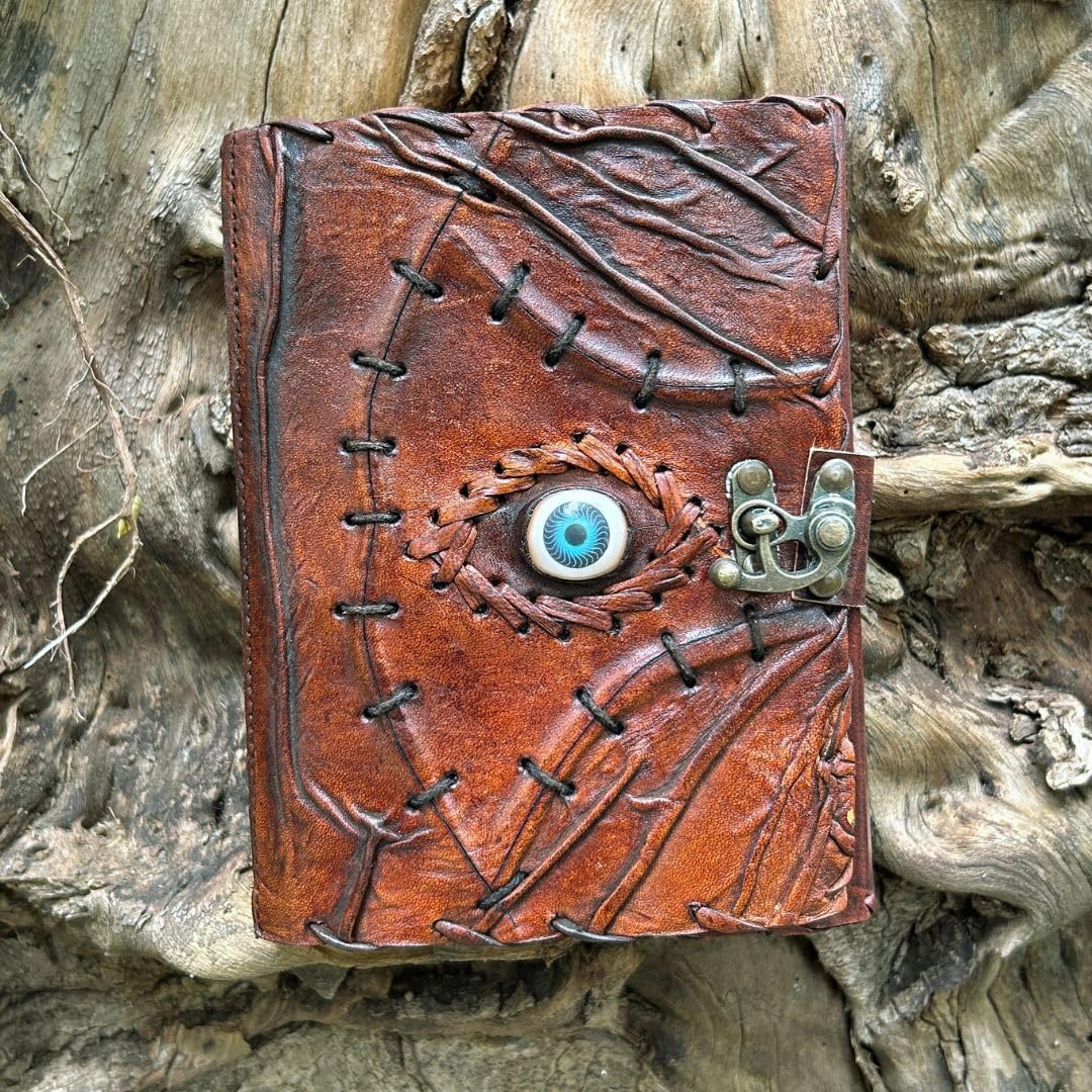 Pagan Decor Leather Journal Evil Eye Diary Book Spell Book Prop Gift ...