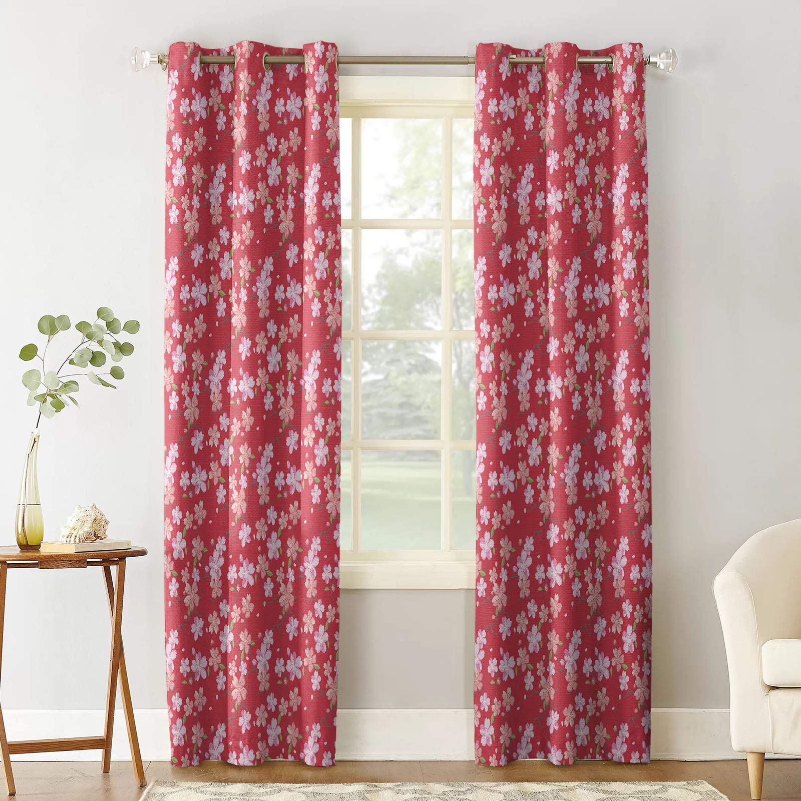 Red Patterned Blackout Curtains