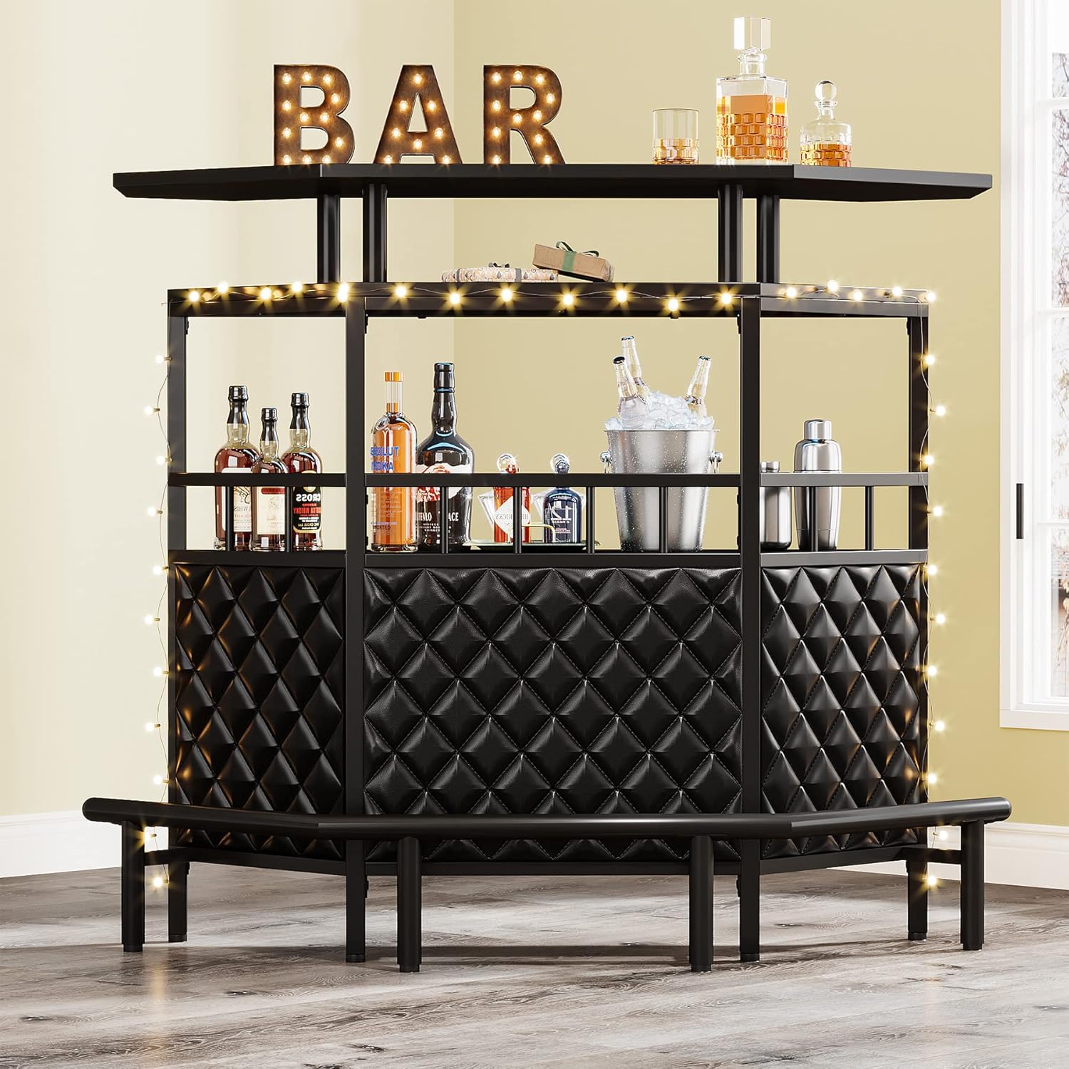 Amazon.com: Tribesigns Home Bar Unit 4 Tier Liquor Bar Table with Wine ...