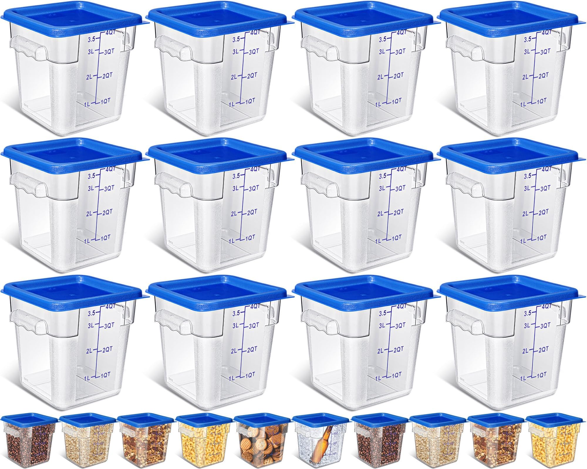 Amazon.com: Yungyan 12 Pcs 4 Qt Commercial Food Storage Containers with ...