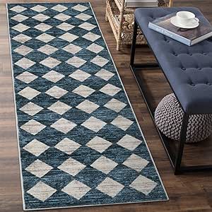 Lahome Moroccan Trellis Runner Rug - 2x8 Blue Non Slip Hallway Runner ...