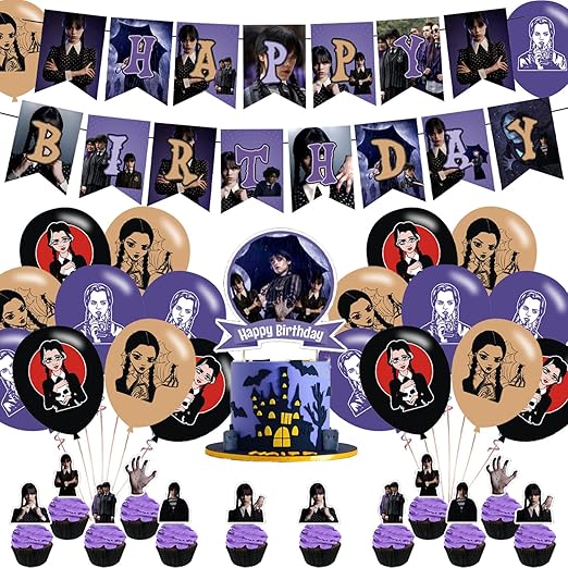 Amazon.com: Wednesday Addams Party Decorations,Birthday Party Supplies ...