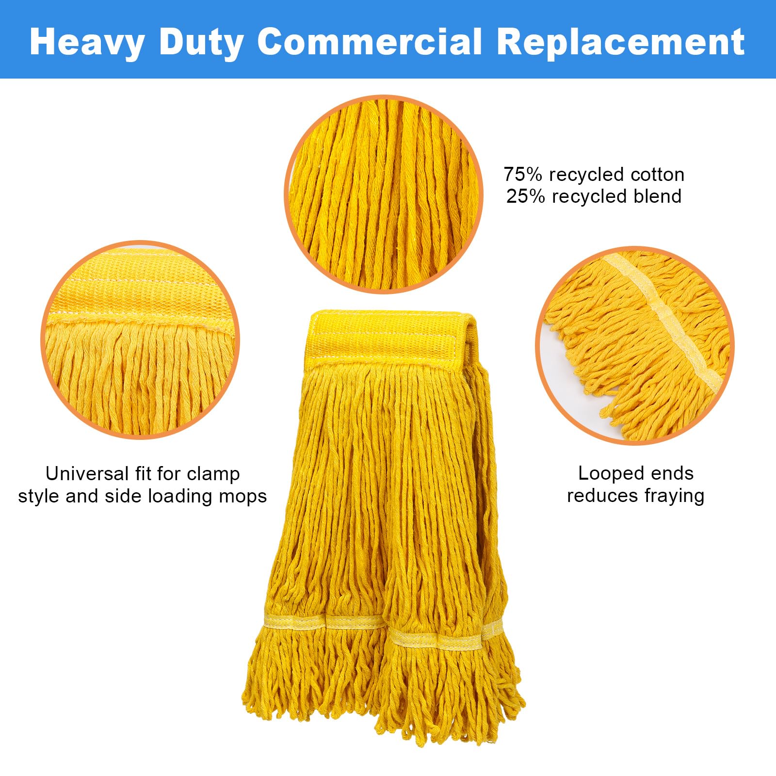 Snapklik.com : Pack Of 2 Heavy Duty Commercial Mop Head Replacement ...