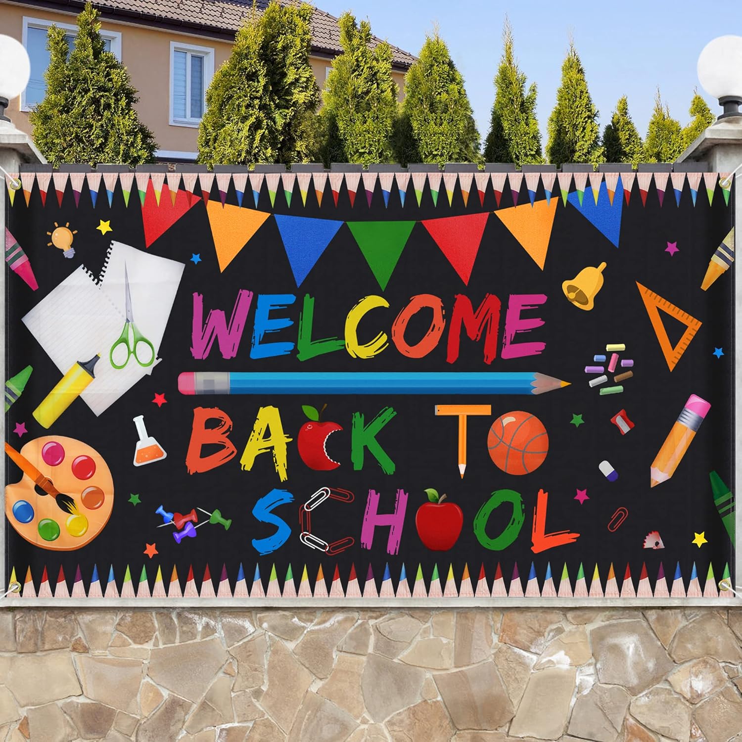 Amazon.com: Welcome Back To School Banner - Extra Large Fabric 70" X 40 ...