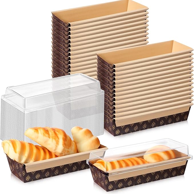 Amazon.com: Baderke 50 Pcs 7.8 x 2.5 x 2 Inch Paper Loaf Pans for ...
