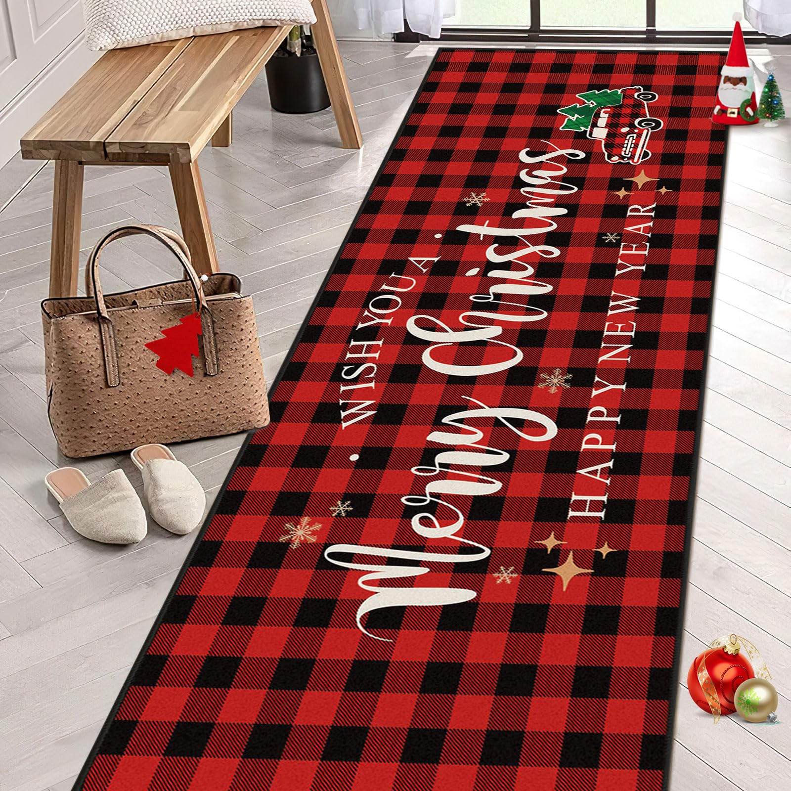 Amazon.com: Dintszyayue Christmas Hallway Runner Rug 2'x6' Non Slip ...
