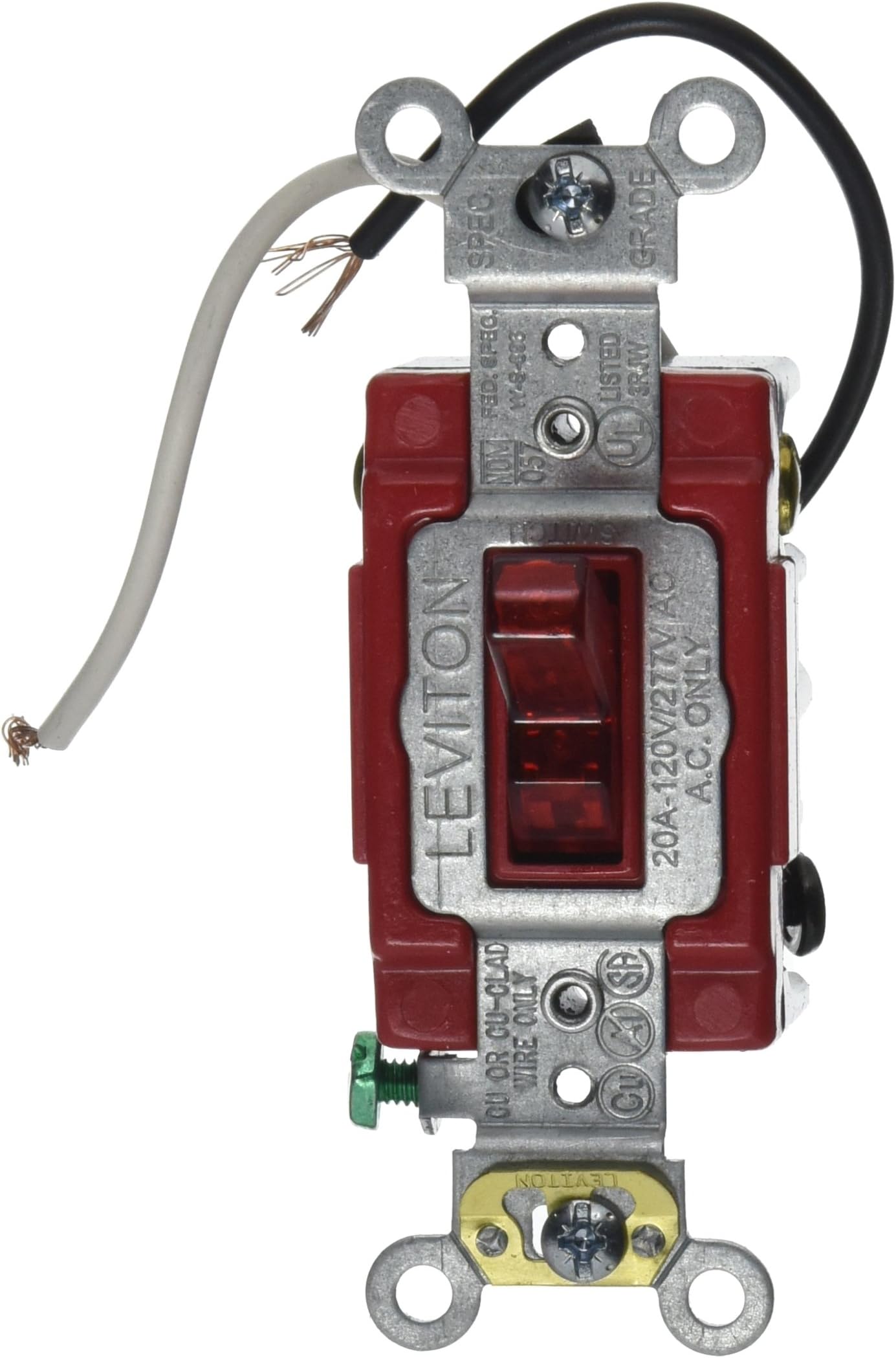 Leviton 3032-PLR 30 Amp, 120 Volt, Toggle Pilot Light, Illuminated On ...