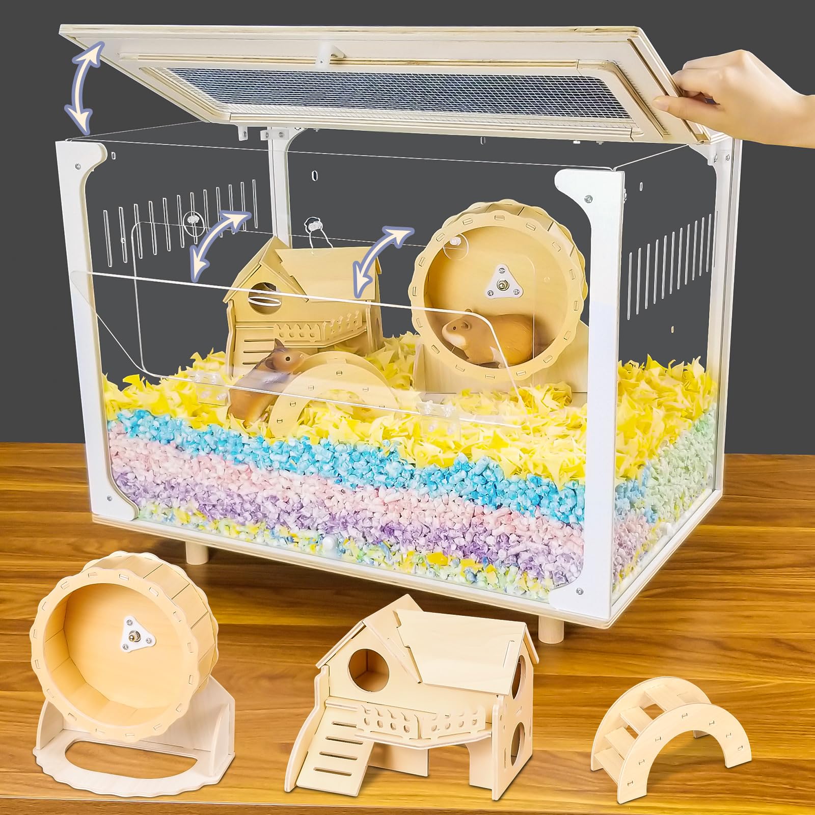 RunDuck Large Full-Permeable Acrylic Hamster Cage with Top and Front ...